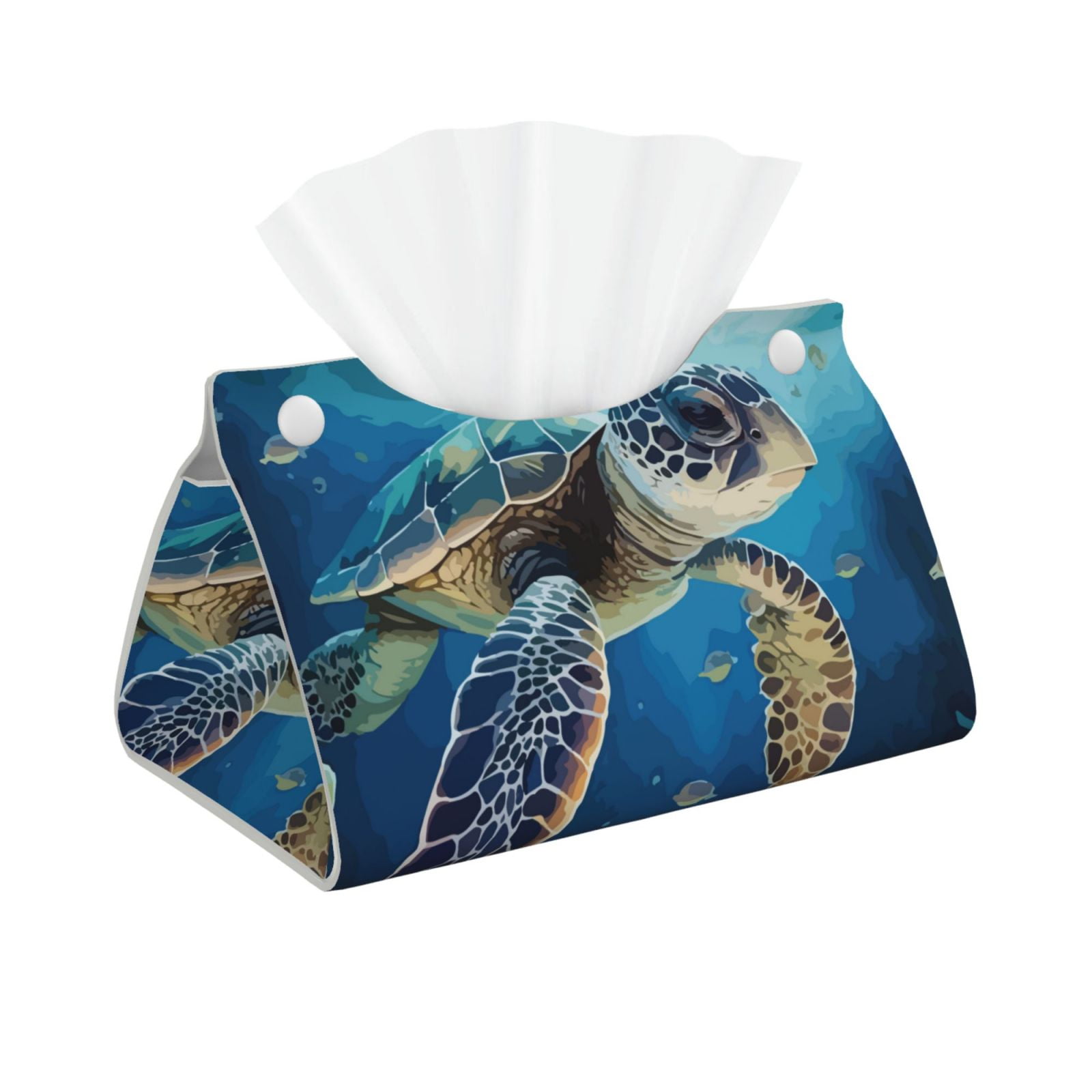Leather Tissue Box Cover - Watercolor Turtle Long PVC Tissue Box Holder ...