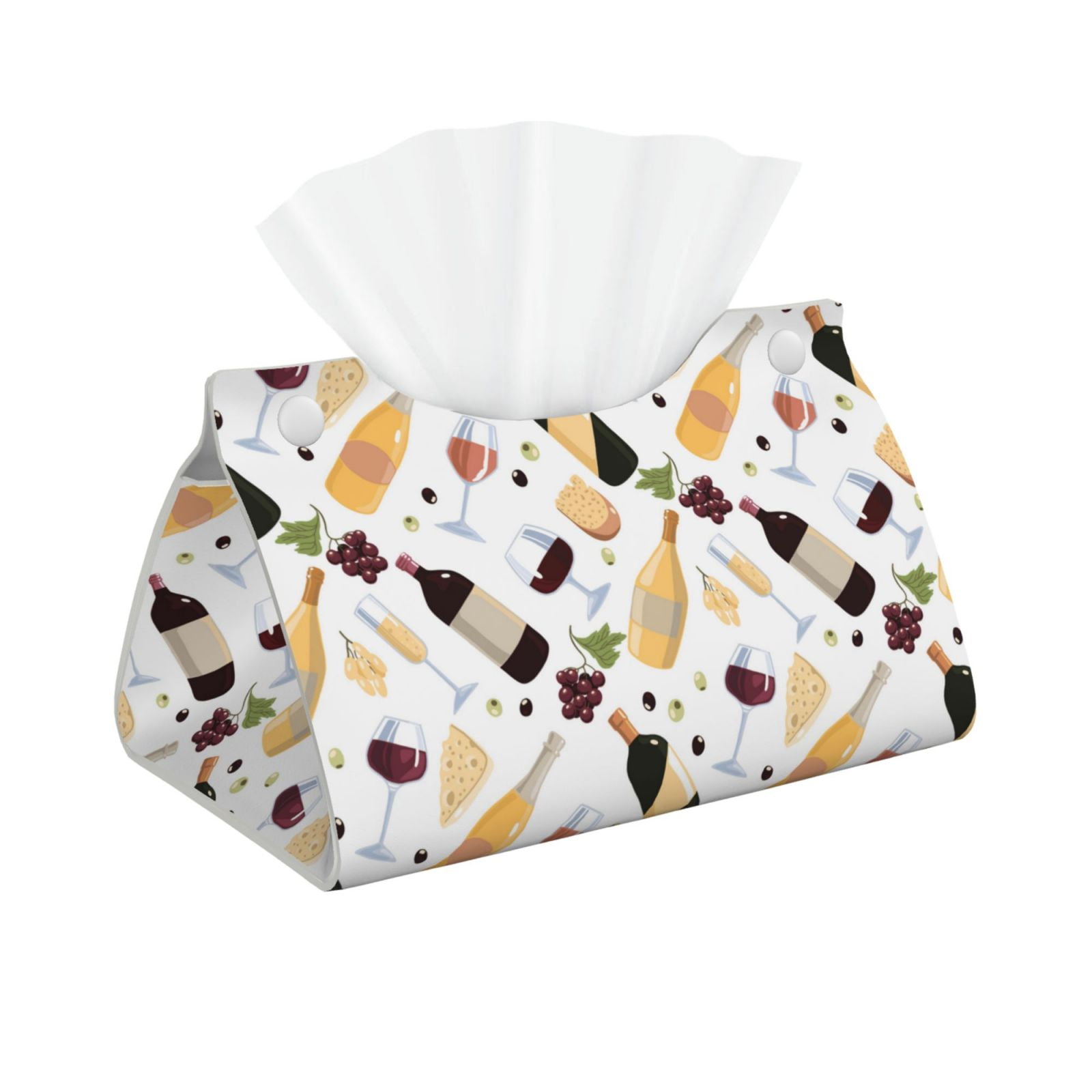 Leather Tissue Box Cover - Wine Bottle Print No.9037 Long PVC Tissue ...