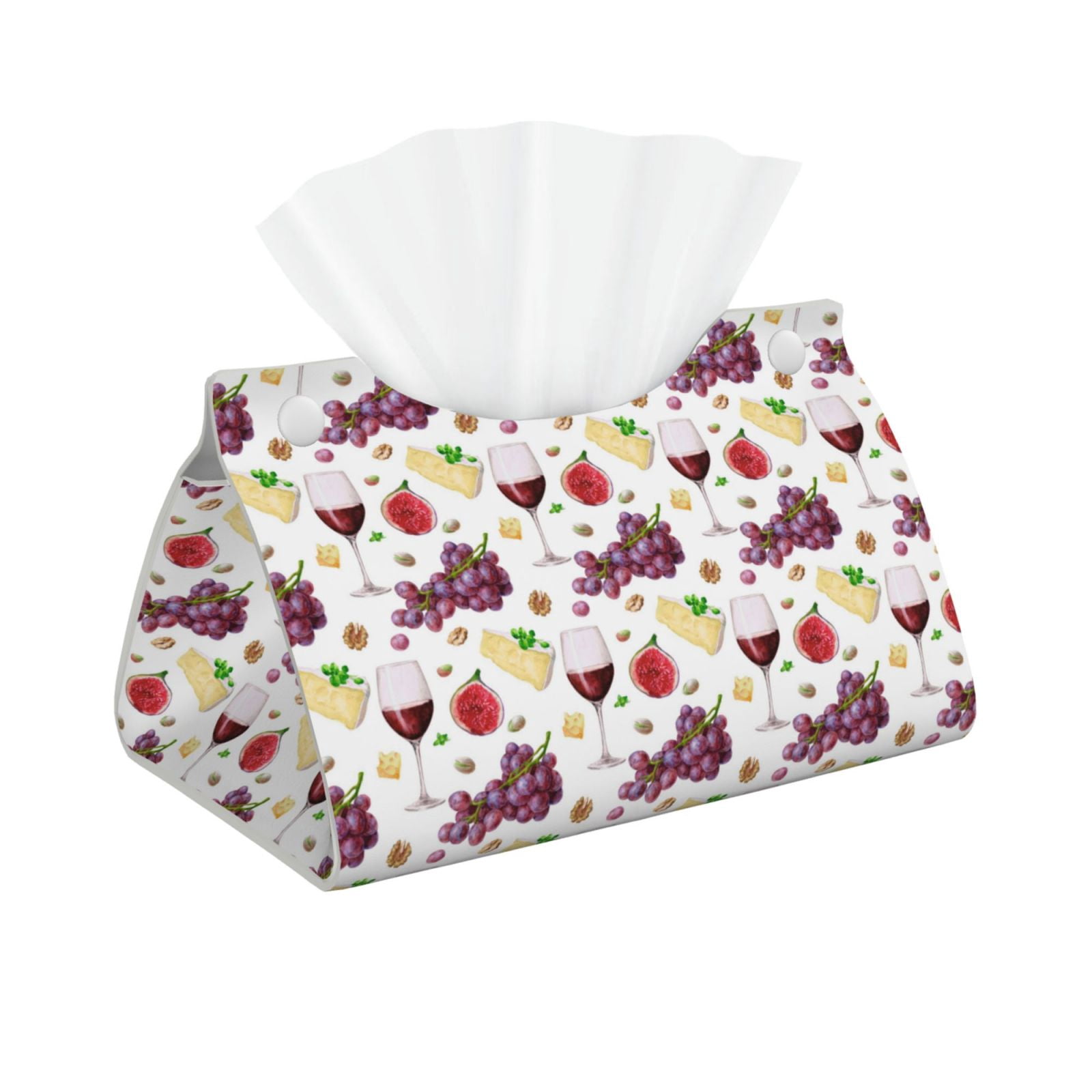 Leather Tissue Box Cover - Wine Print No.J923 Long PVC Tissue Box ...