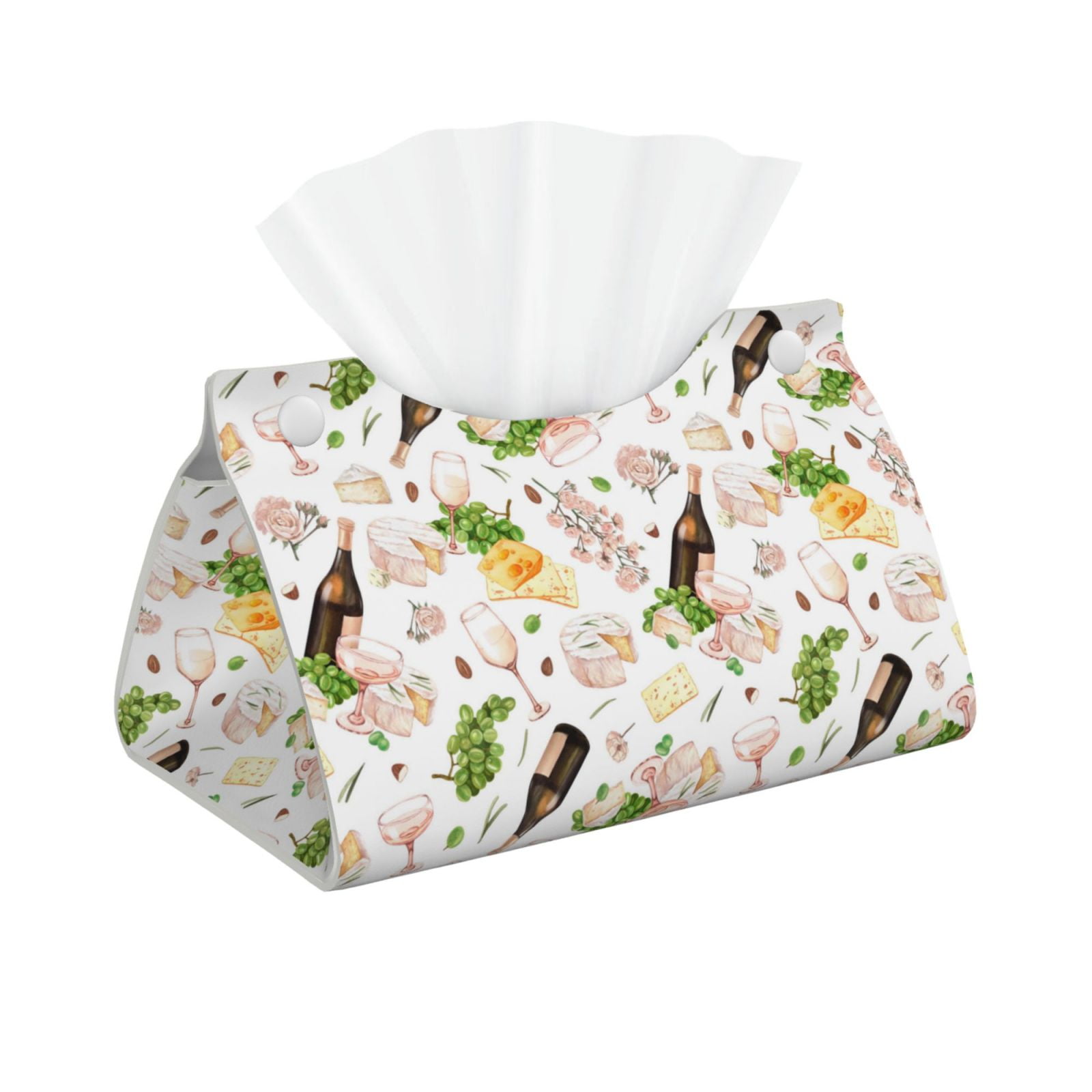 Leather Tissue Box Cover - Wine Print No.J933 Long PVC Tissue Box ...