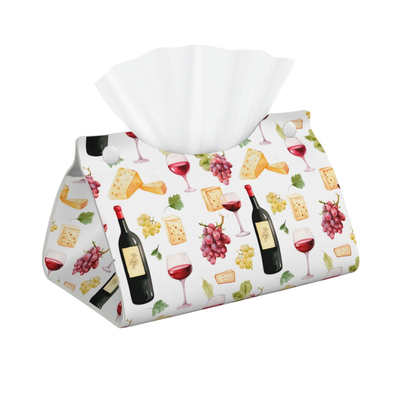 Leather Tissue Box Cover - Wine Print No.J935 Long PVC Tissue Box ...
