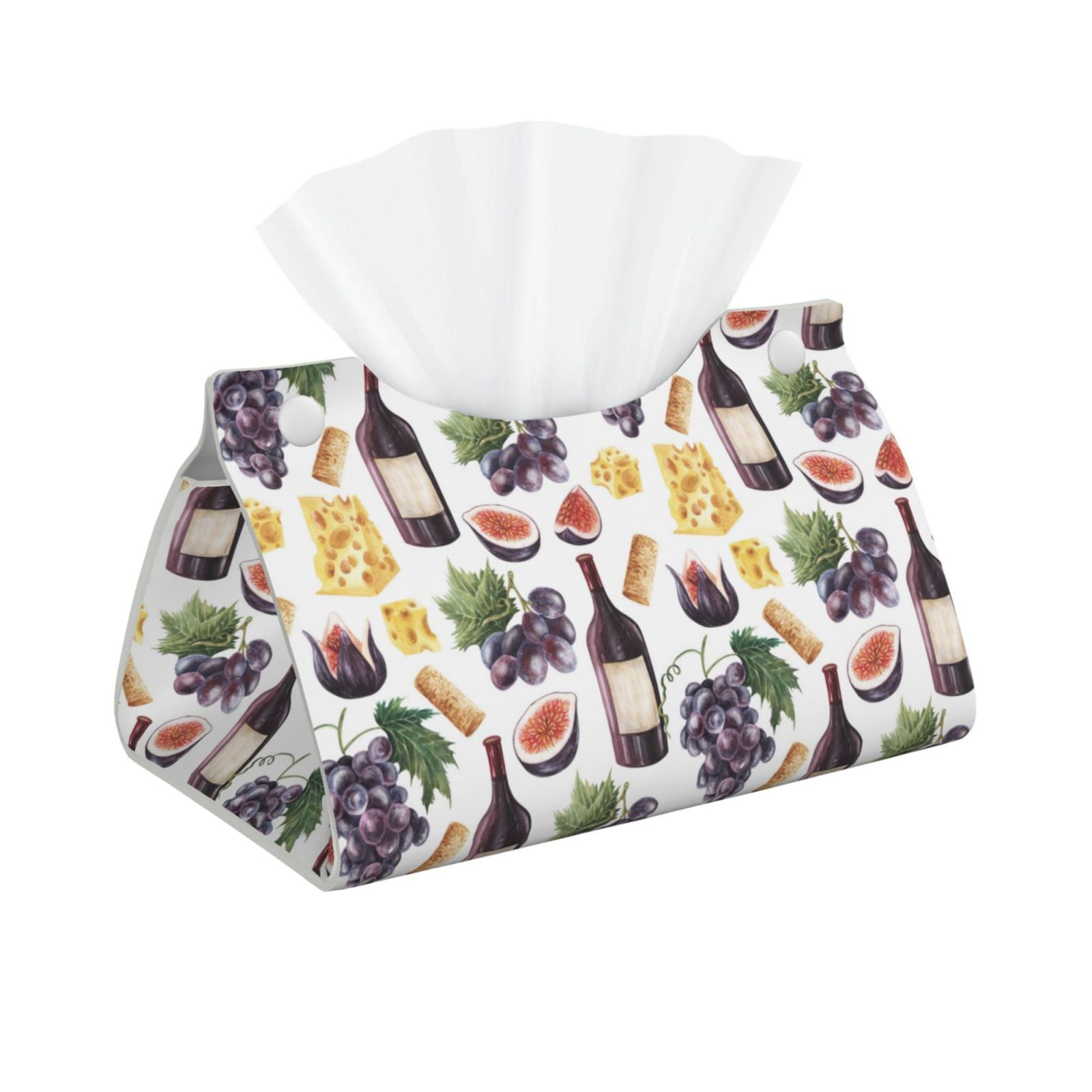 Leather Tissue Box Cover - Wine Print No.J943 Long PVC Tissue Box ...