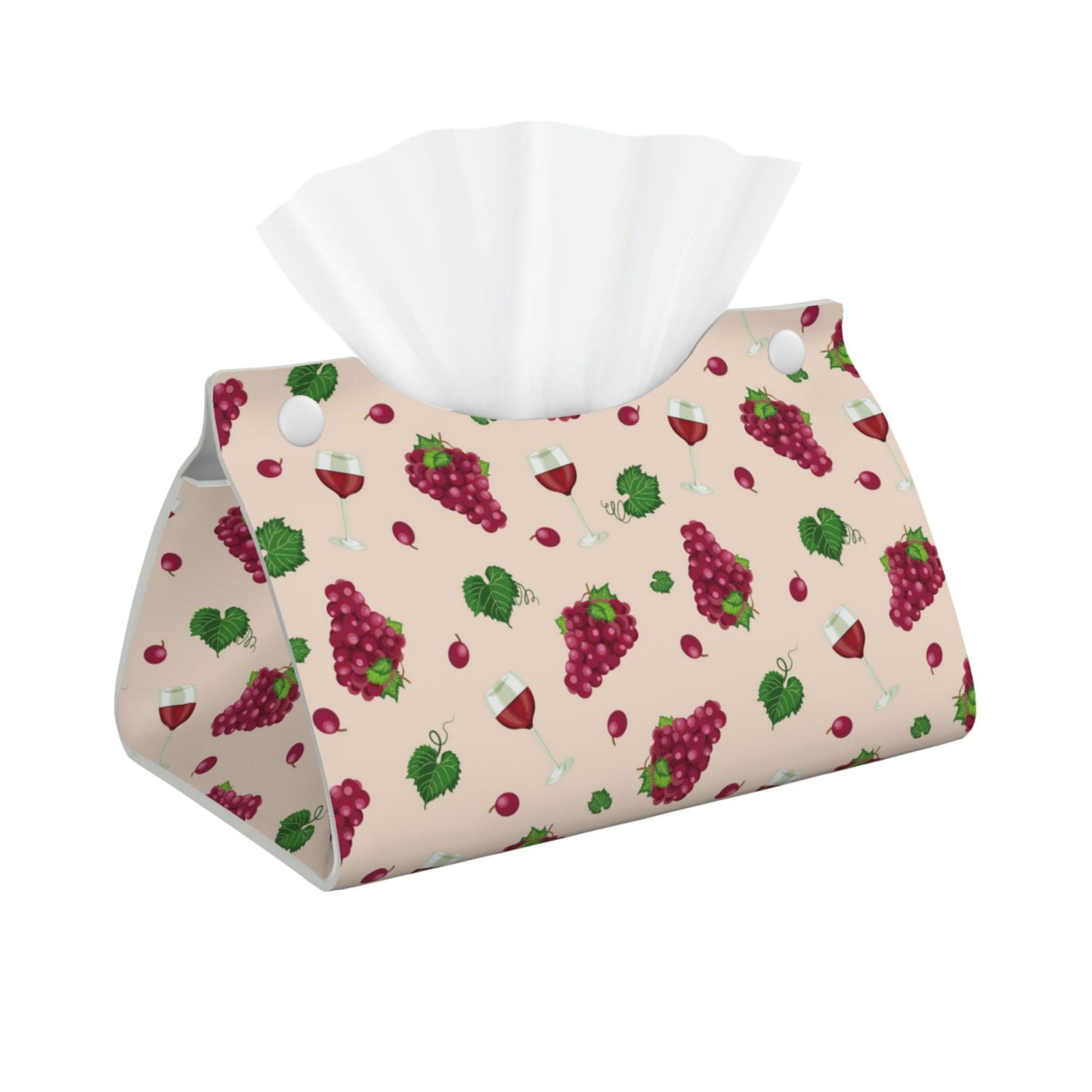 Leather Tissue Box Cover - Wine glass Print grape Long PVC Tissue Box ...