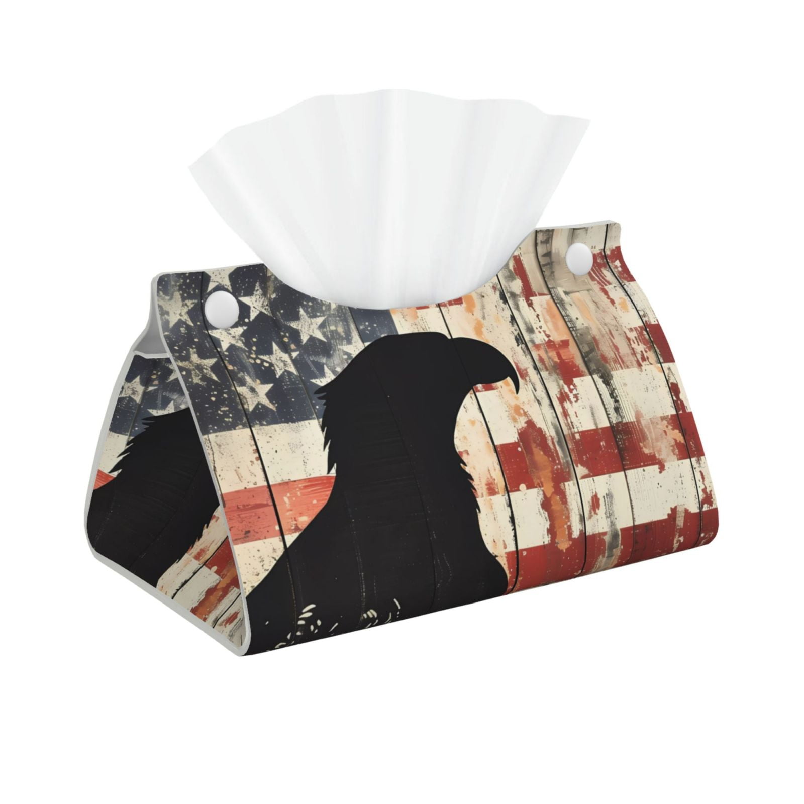 Leather Tissue Box Cover - Wood Grain Bald Eagle Long PVC Tissue Box ...