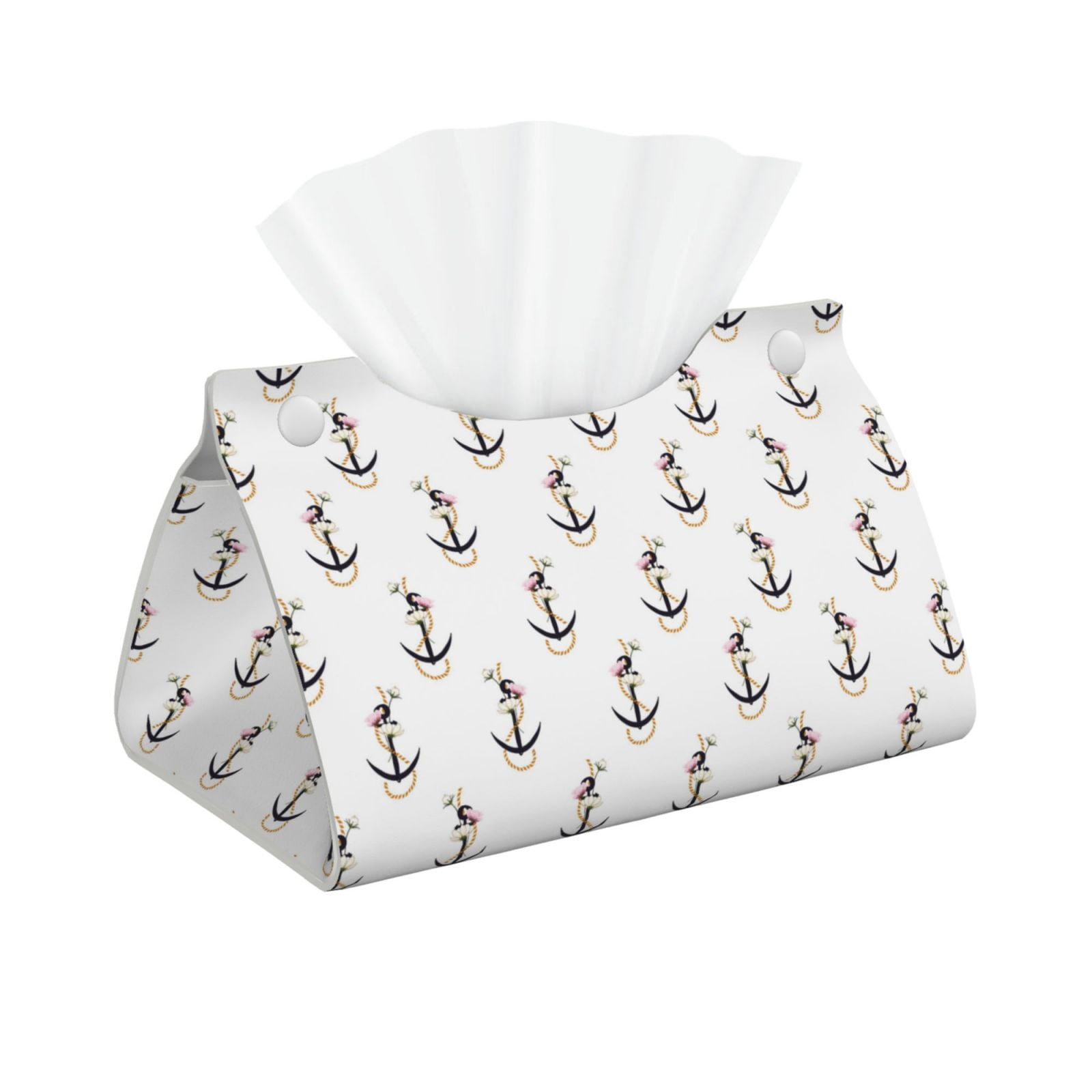 Leather Tissue Box Cover - anchor rope mixed flowers cute Long PVC ...