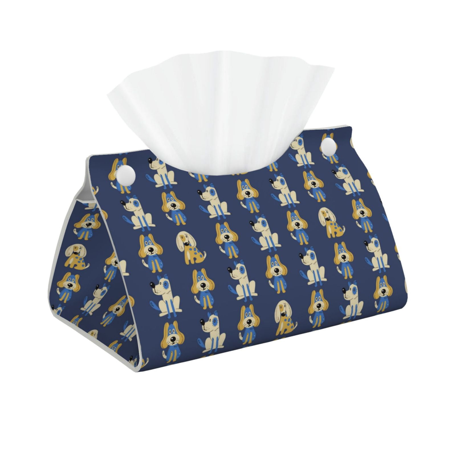 Leather Tissue Box Cover - blue Dog Puppy Long PVC Tissue Box Holder ...