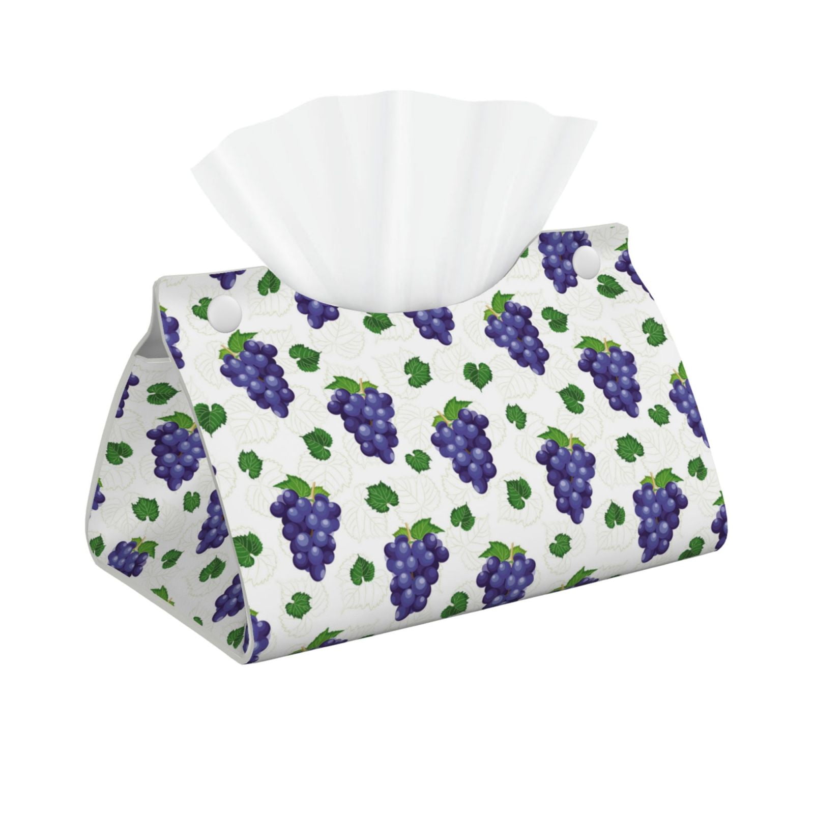 Leather Tissue Box Cover - blue Grape Print Long PVC Tissue Box Holder ...