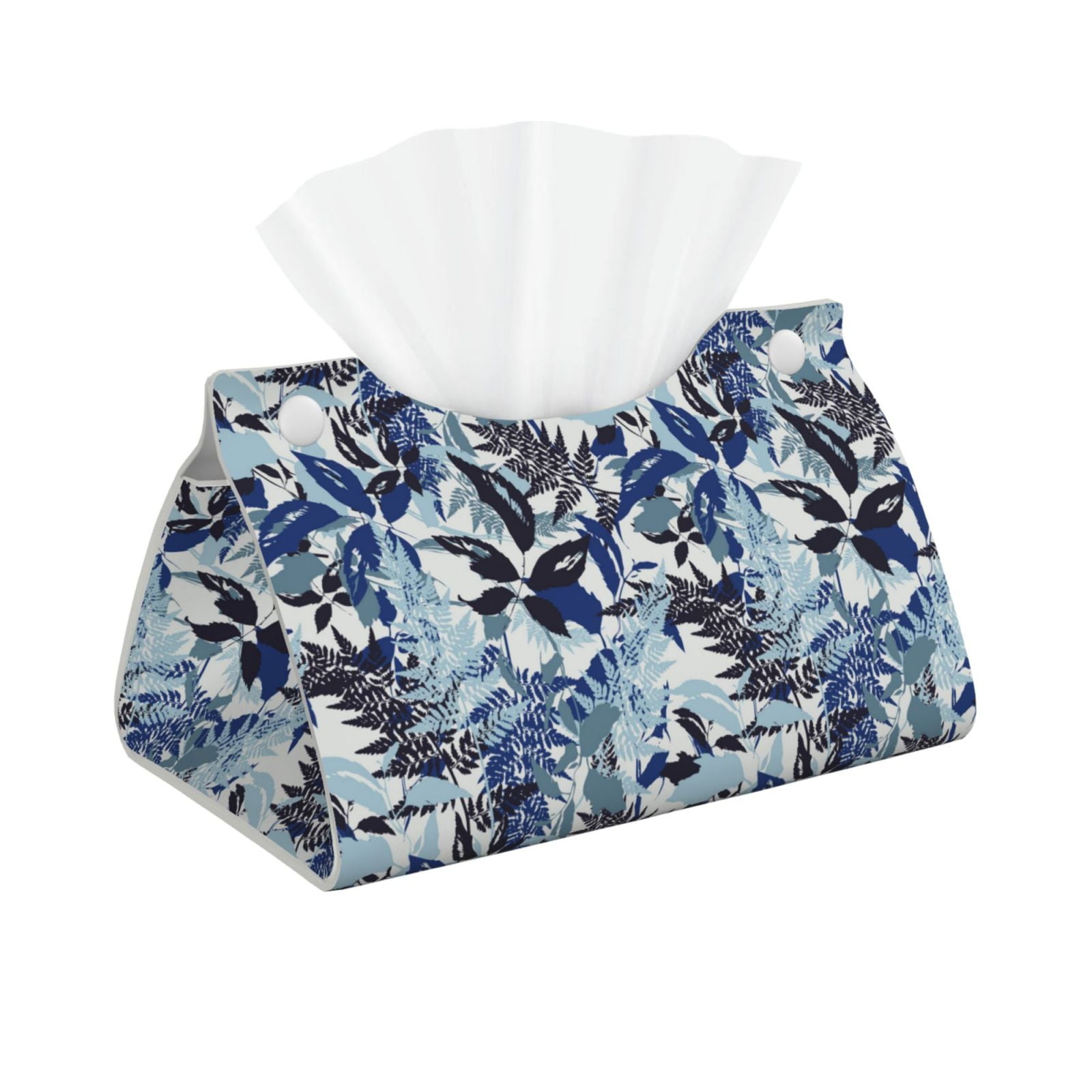 Leather Tissue Box Cover - blue flower_A Long PVC Tissue Box Holder for ...