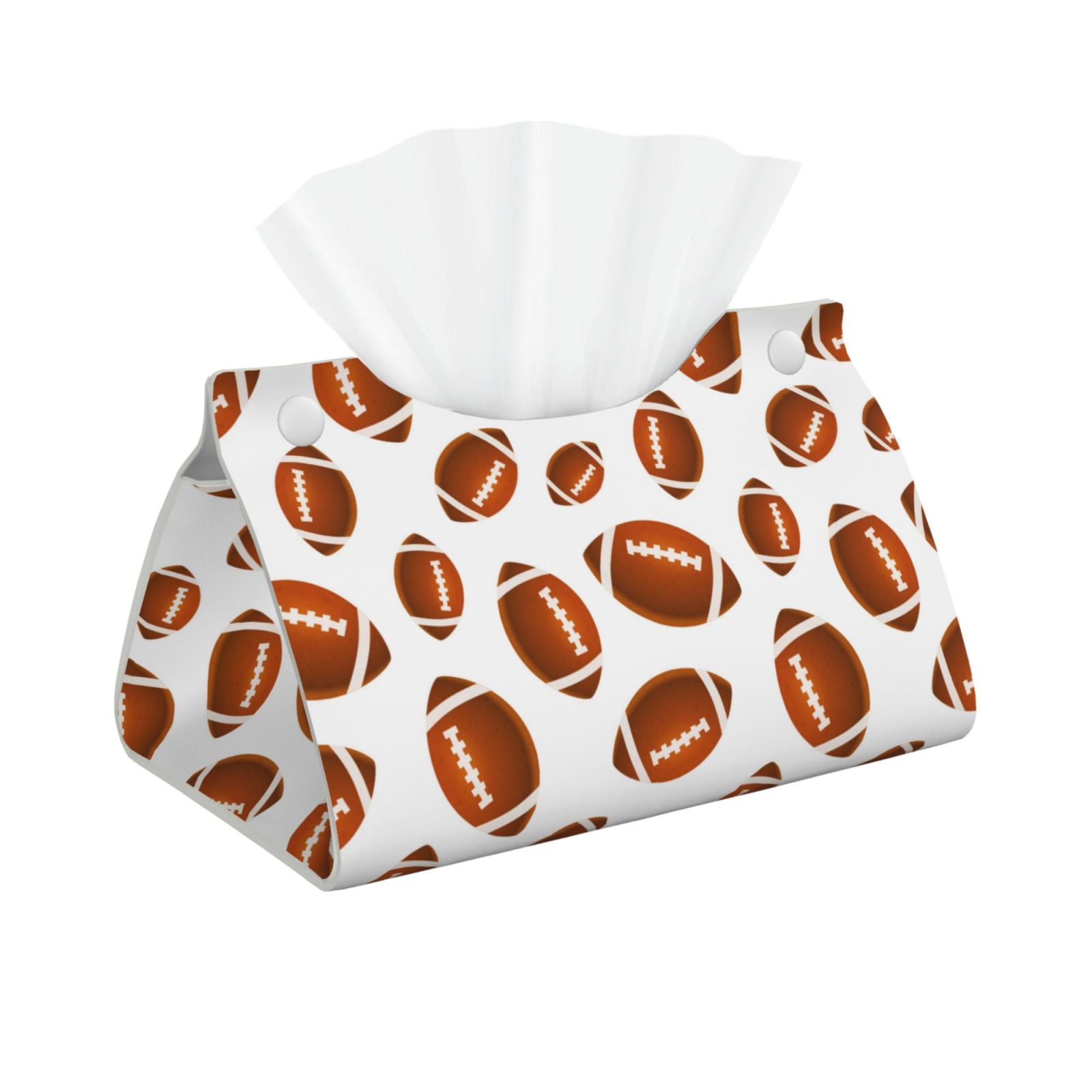 Leather Tissue Box Cover - bright rugby American football white Long ...