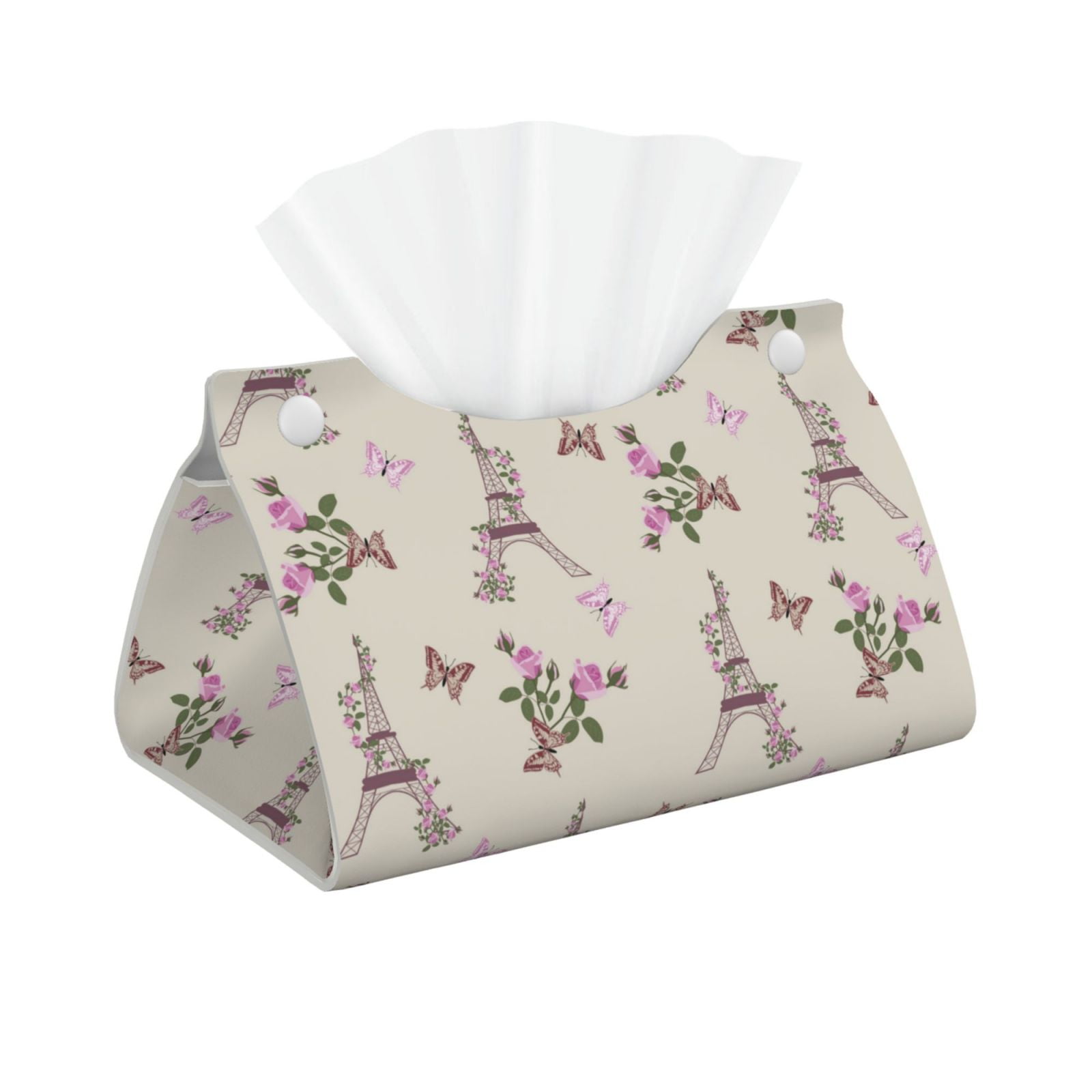 Leather Tissue Box Cover - butterfly Tower flower Long PVC Tissue Box ...