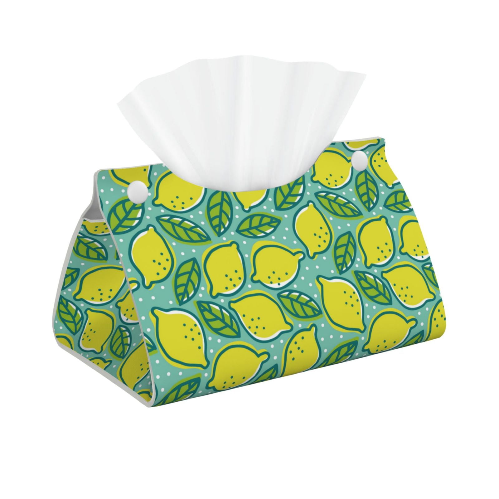 Leather Tissue Box Cover - cartoon Lemon leaves Long PVC Tissue Box ...