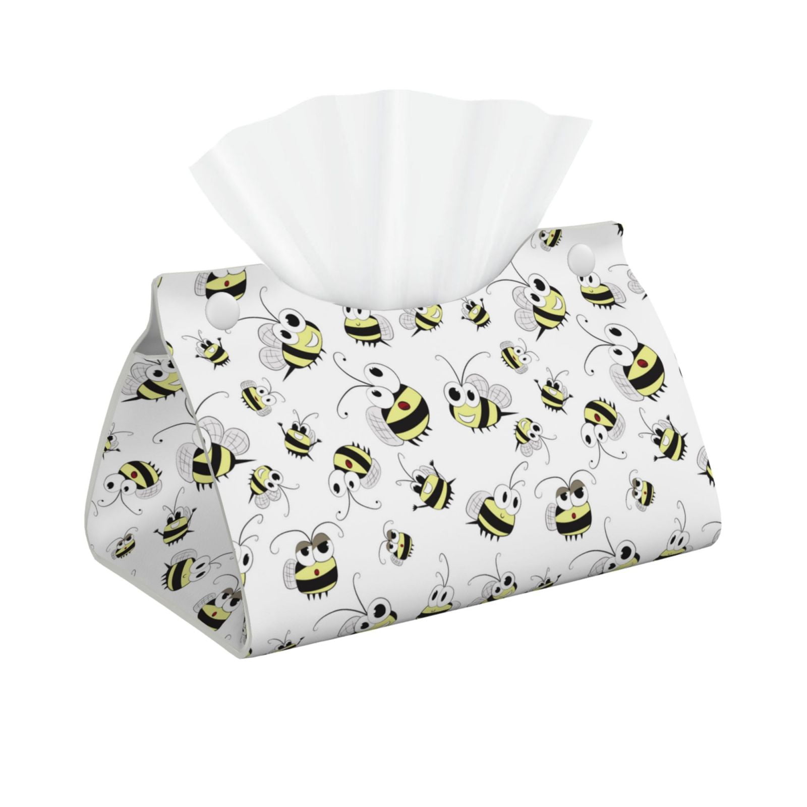 Leather Tissue Box Cover - cartoon bees funny white cute Long PVC ...