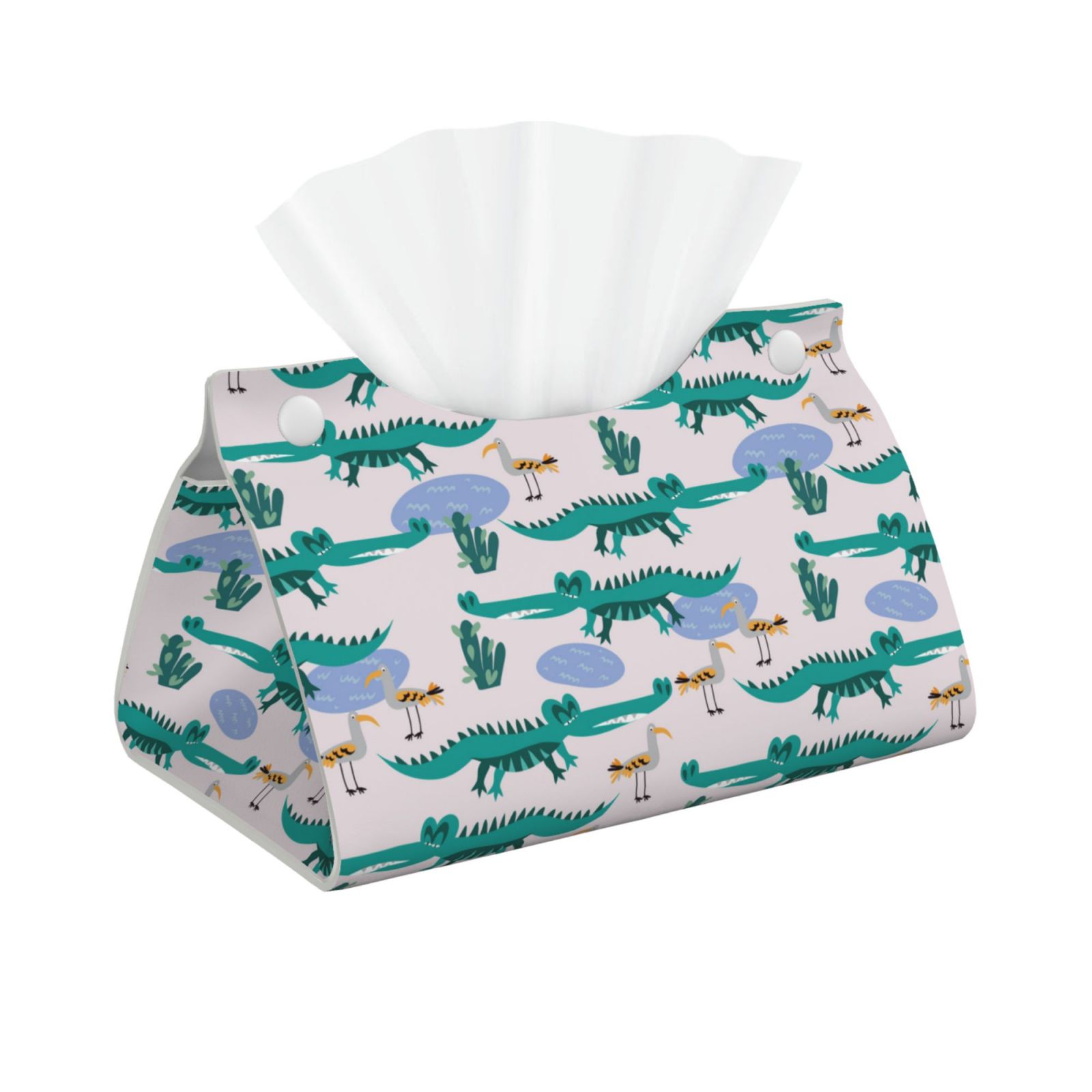 Leather Tissue Box Cover - cartoon crocodile Long PVC Tissue Box Holder ...