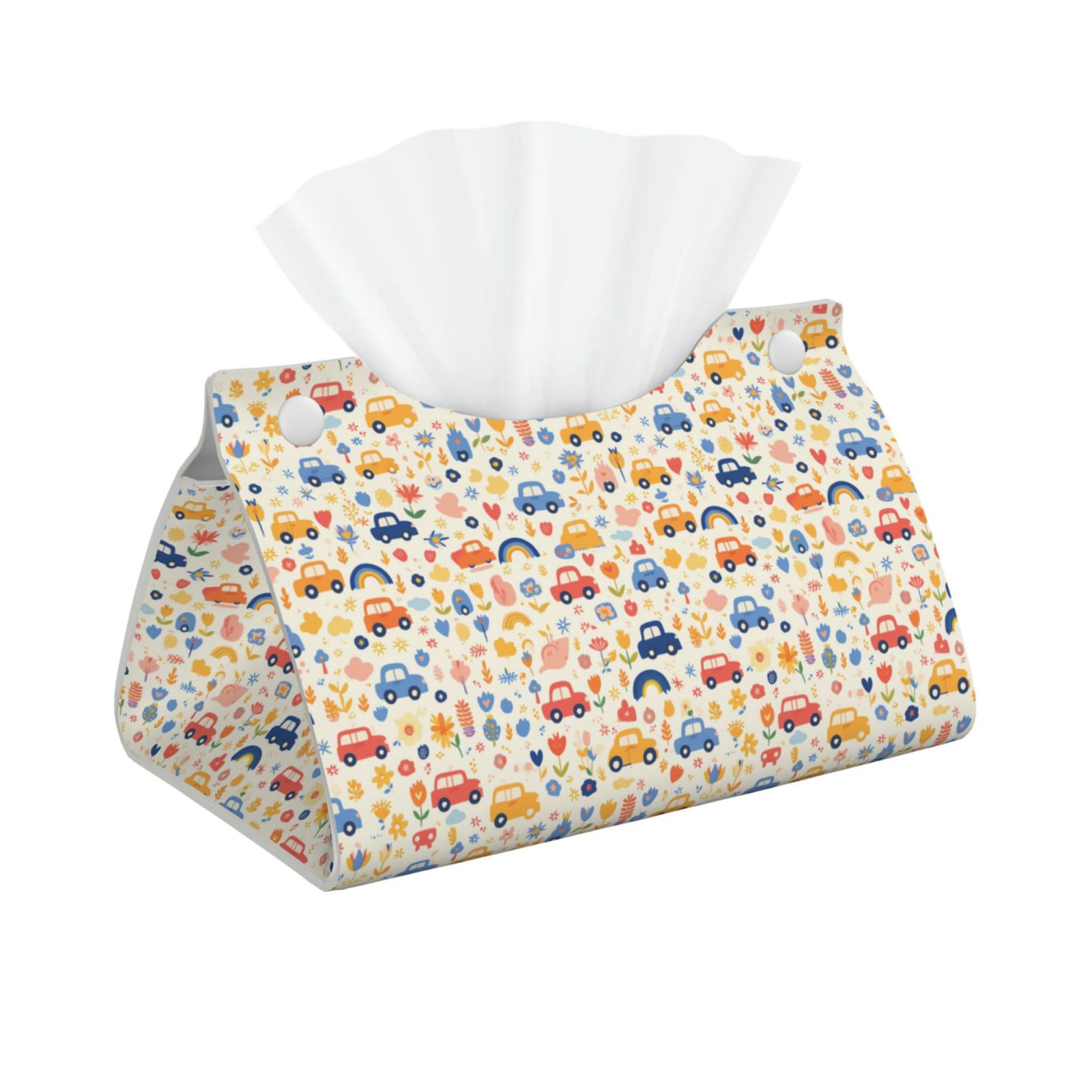 Leather Tissue Box Cover - cartoon flower rainbow car Long PVC Tissue ...