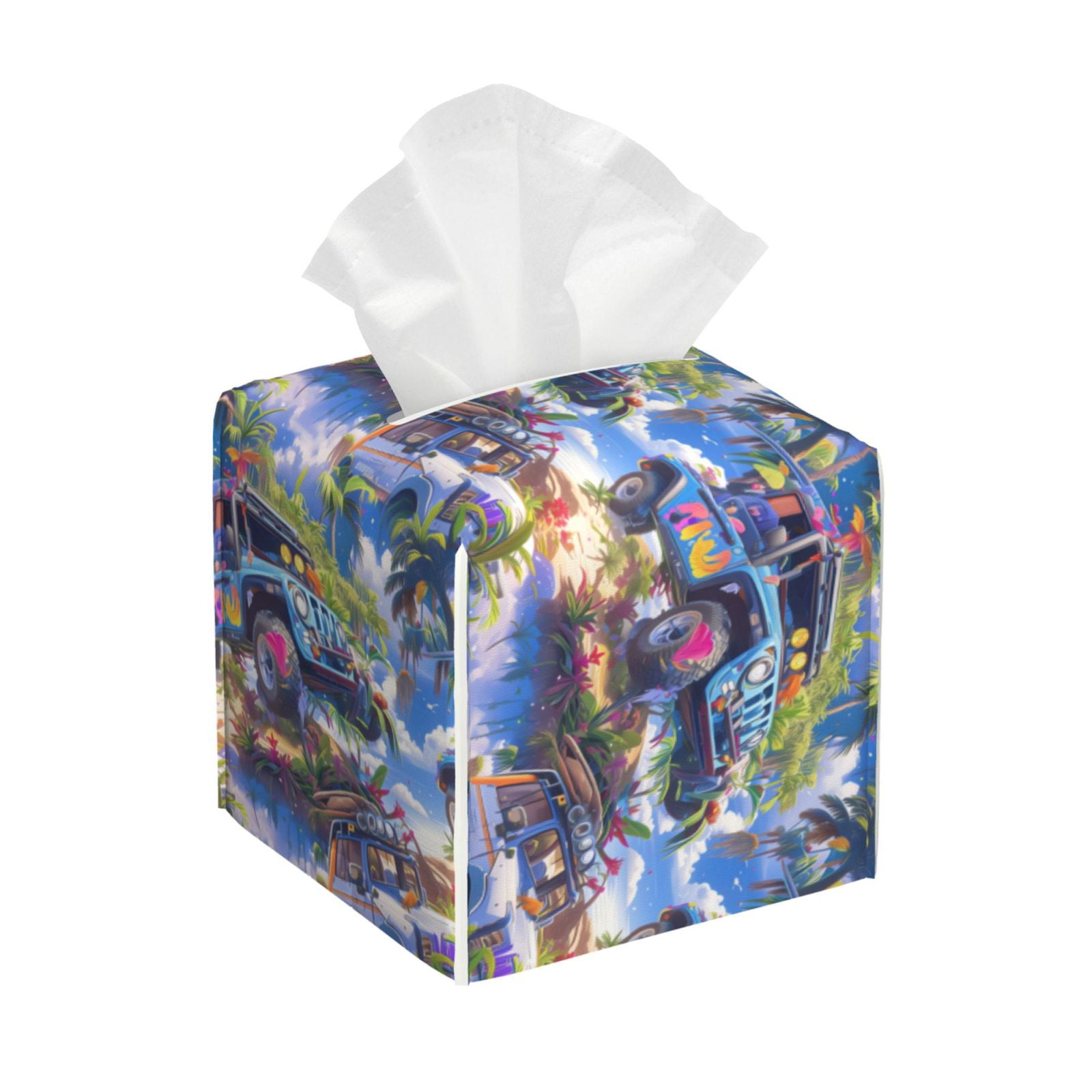 Leather Tissue Box Cover - coconut tree SUV Tissue Box Holder Square ...