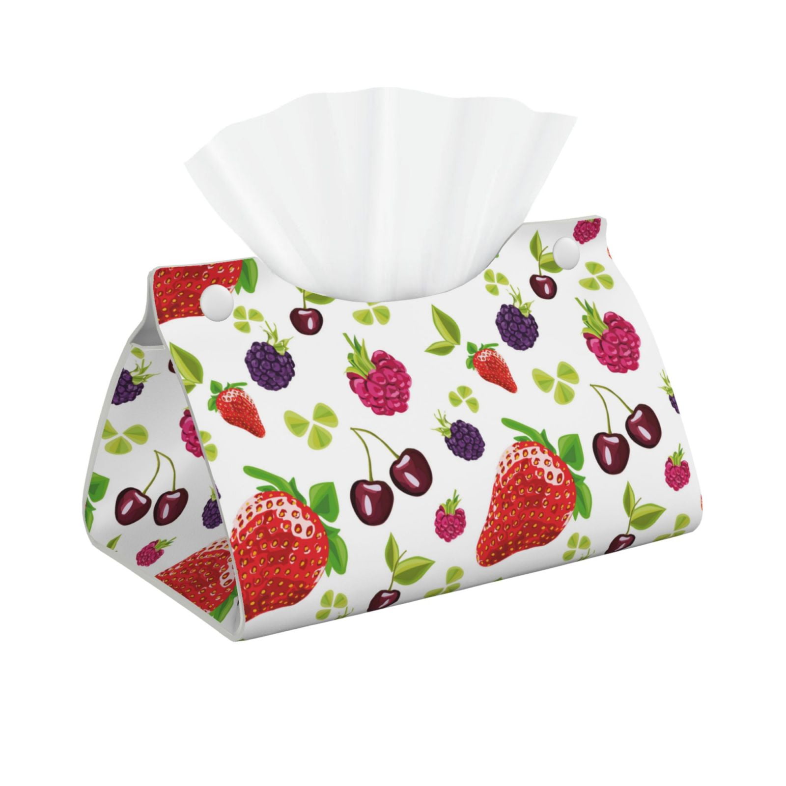 Leather Tissue Box Cover - colorful Strawberry fruit Long PVC Tissue ...