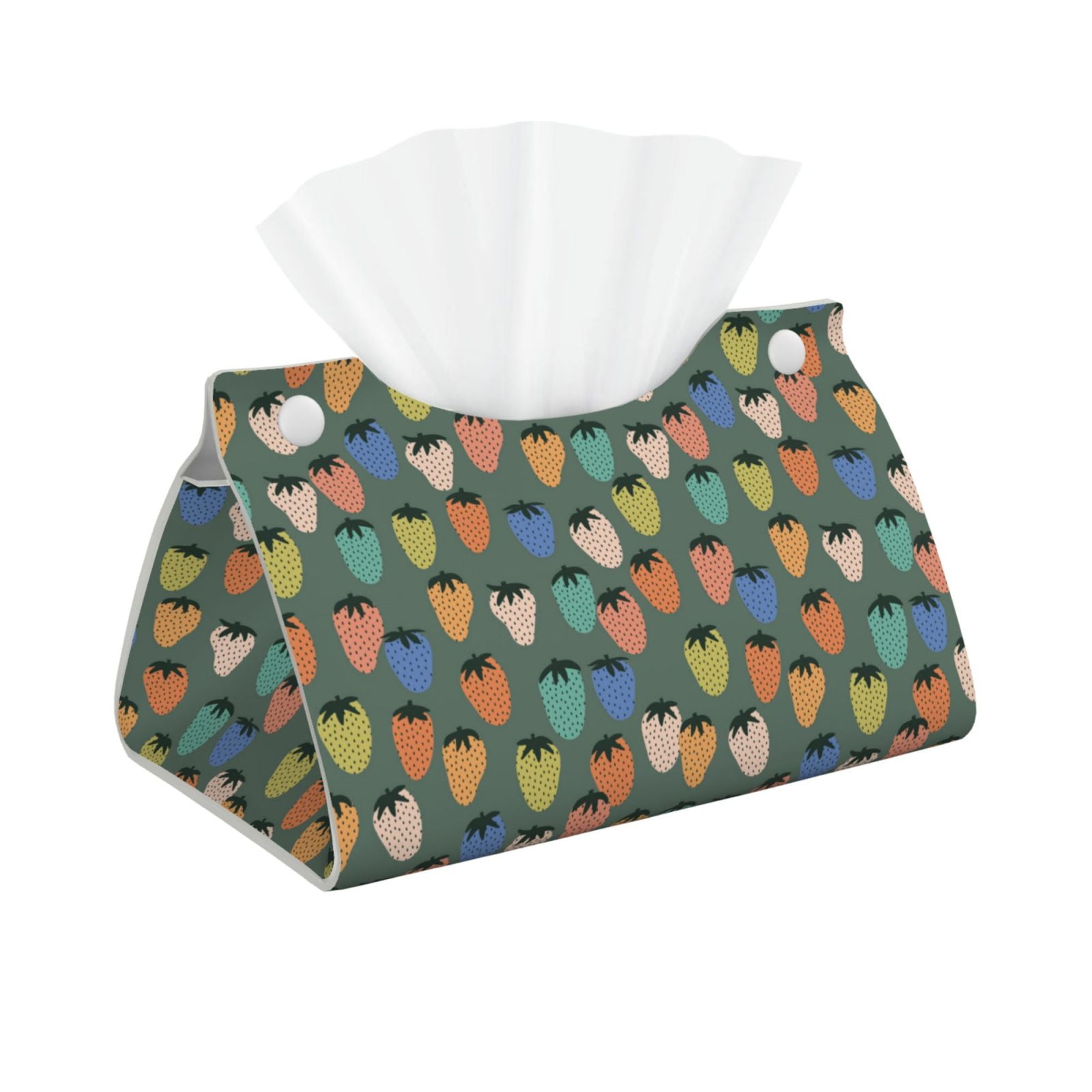 Leather Tissue Box Cover - colorful strawberry print Long PVC Tissue ...