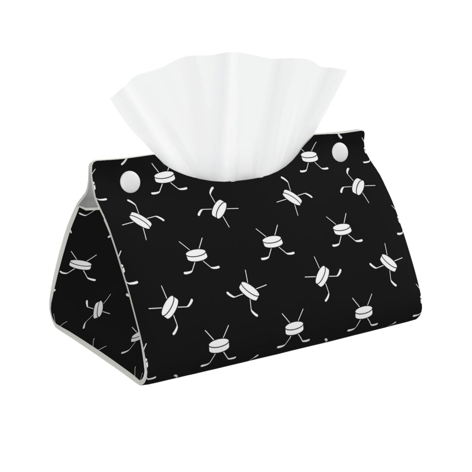 Leather Tissue Box Cover - cool hockey Stick puck black white Long PVC ...