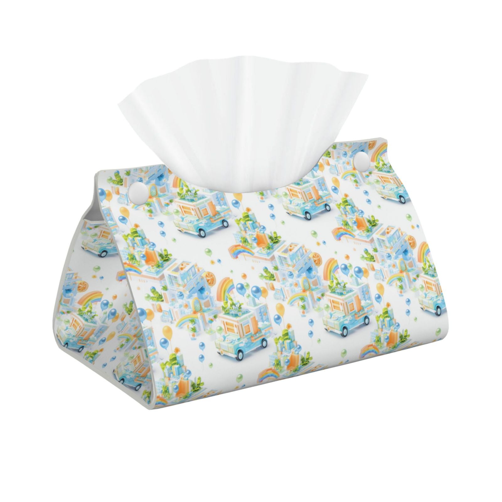 Leather Tissue Box Cover - cute rainbow balloon RV Long PVC Tissue Box ...