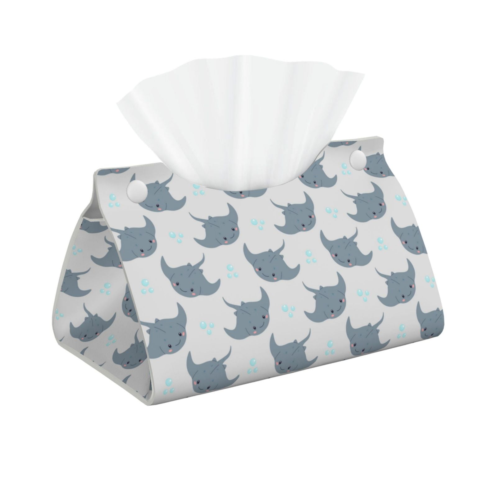 Leather Tissue Box Cover - cute stingray bubbles grey Long PVC Tissue ...