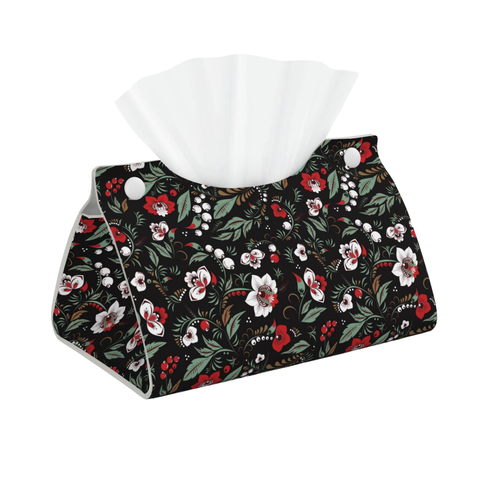 Leather Tissue Box Cover - floral prints Long PVC Tissue Box Holder for ...