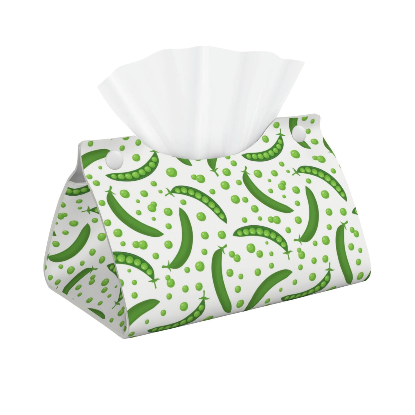 Leather Tissue Box Cover - green Peas print Long PVC Tissue Box Holder ...