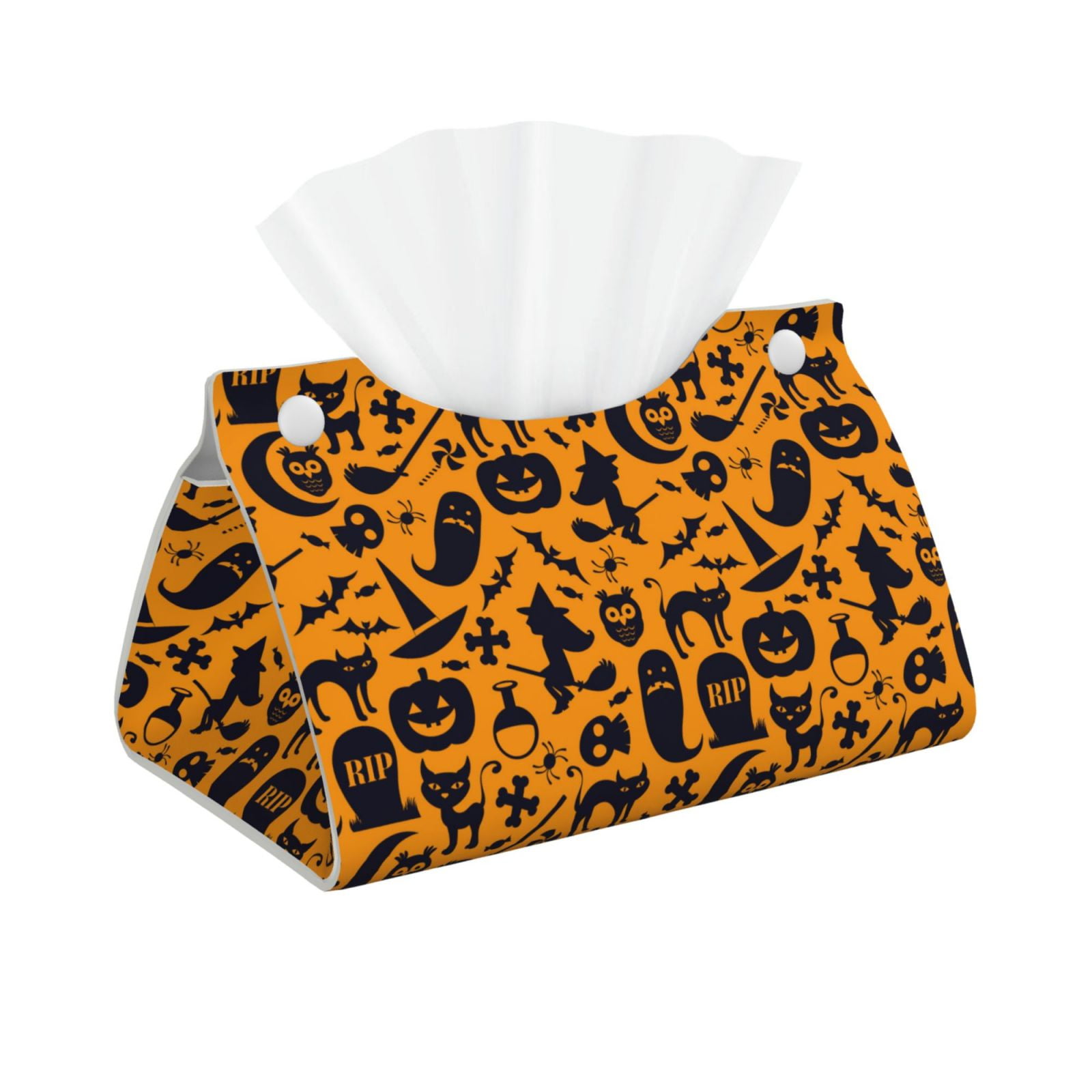 Leather Tissue Box Cover - halloween cat owls witch Long PVC Tissue Box ...