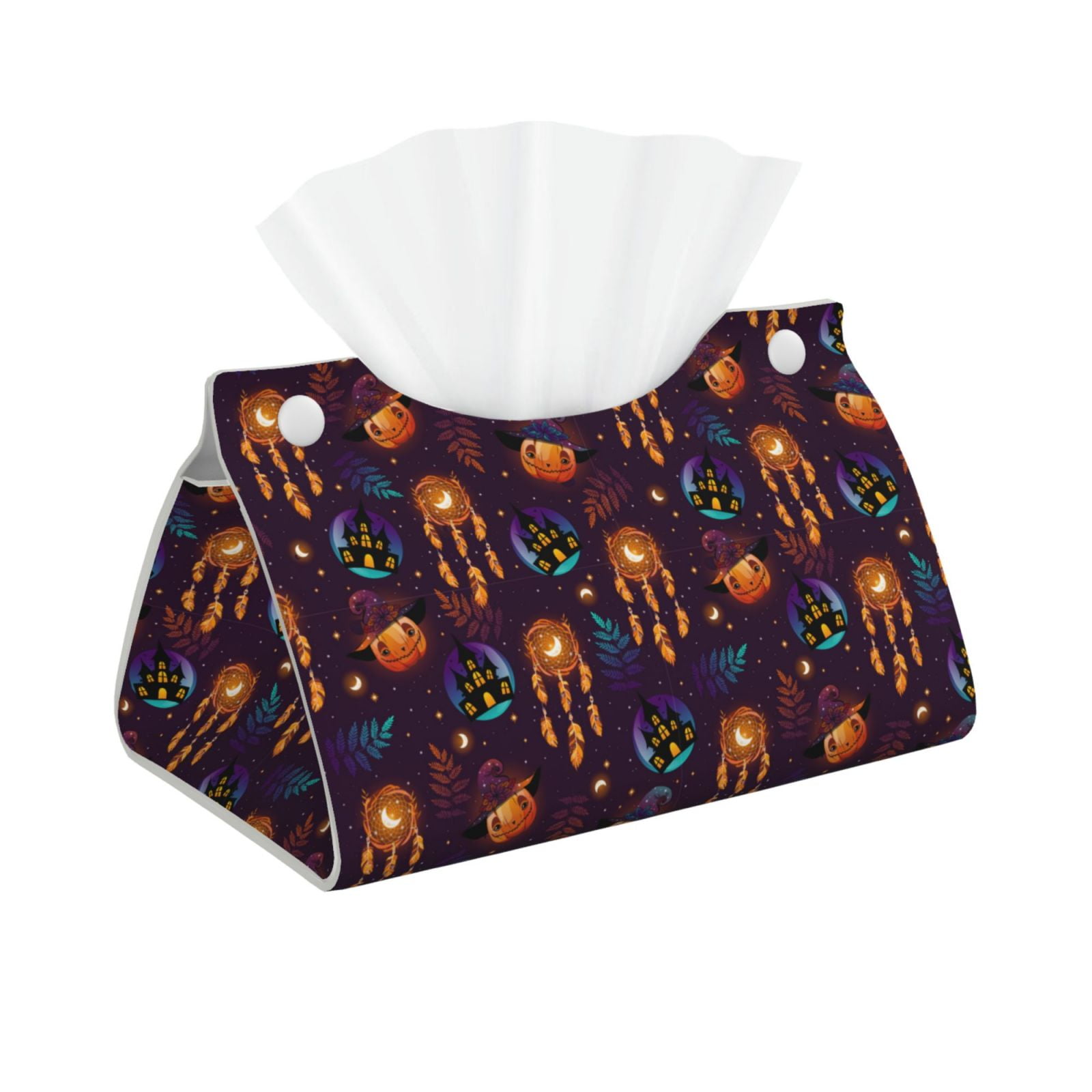 Leather Tissue Box Cover - halloween pumpkin Patterns Long PVC Tissue ...