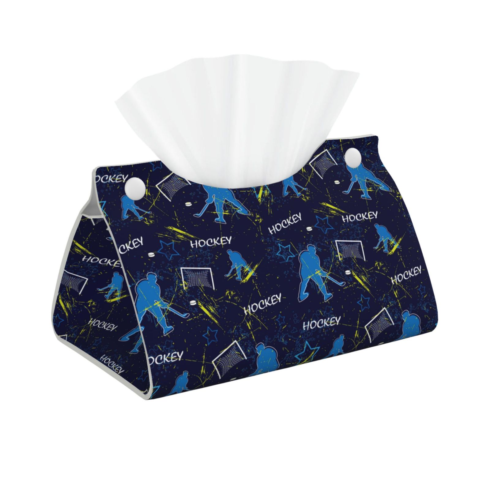 Leather Tissue Box Cover - hockey players blue cool Long PVC Tissue Box ...