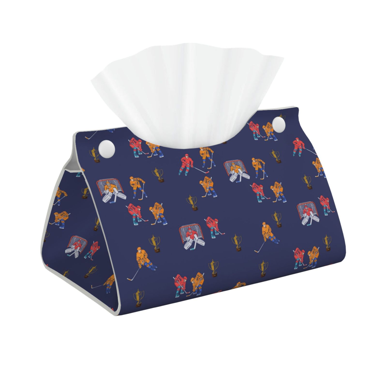 Leather Tissue Box Cover - hockey players cups navyblue Long PVC Tissue ...