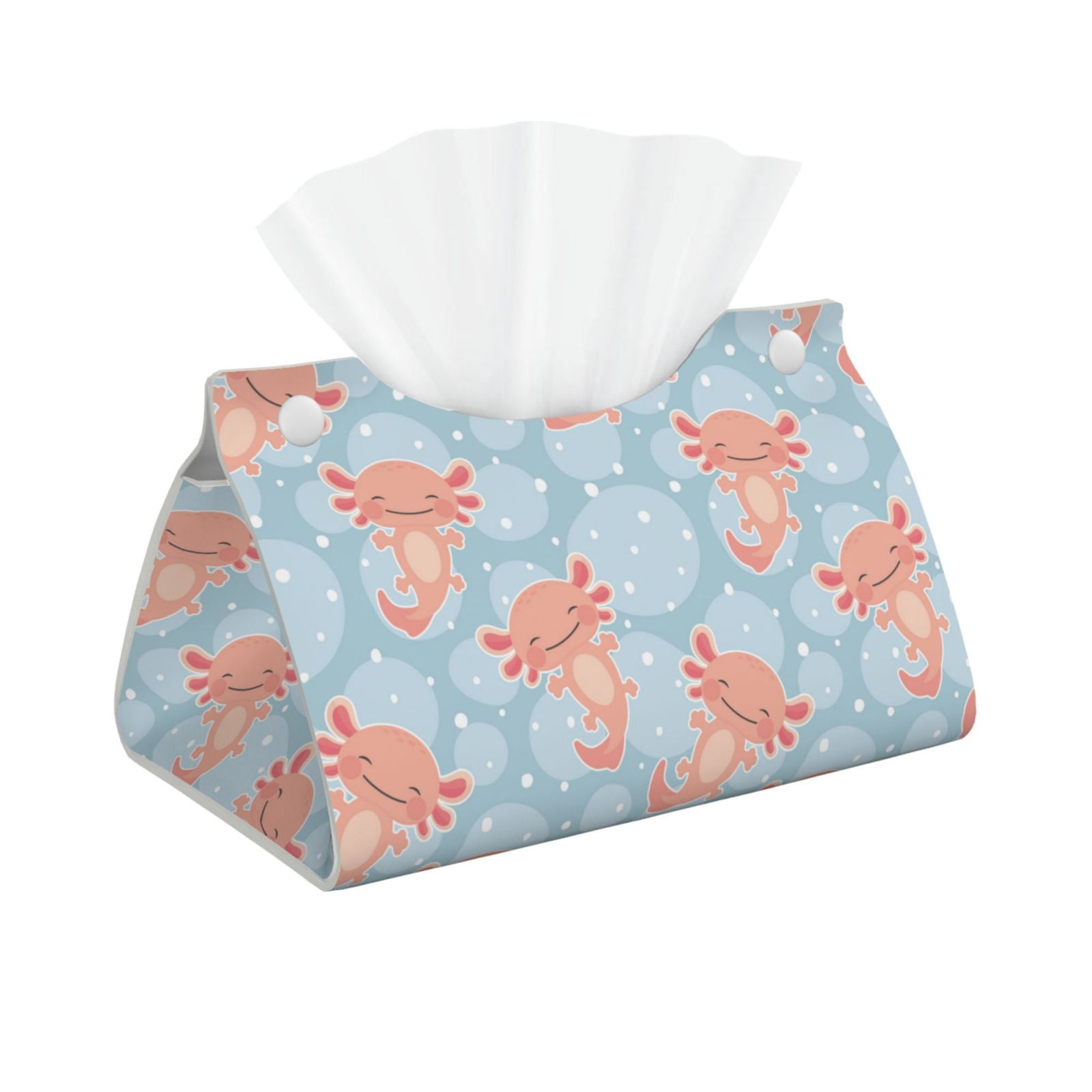 Leather Tissue Box Cover - kawaii axolotl cartoon blue Long PVC Tissue ...