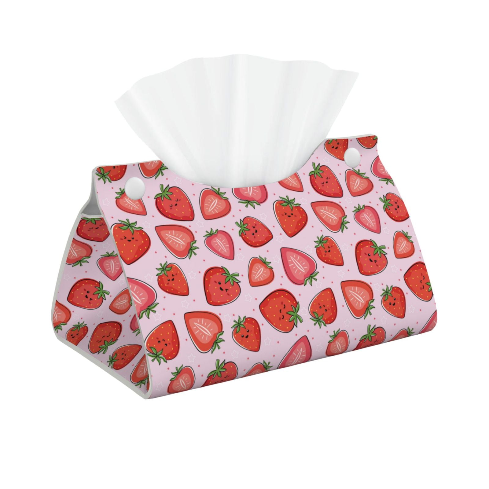 Leather Tissue Box Cover - kawaii strawberry fruits Long PVC Tissue Box ...