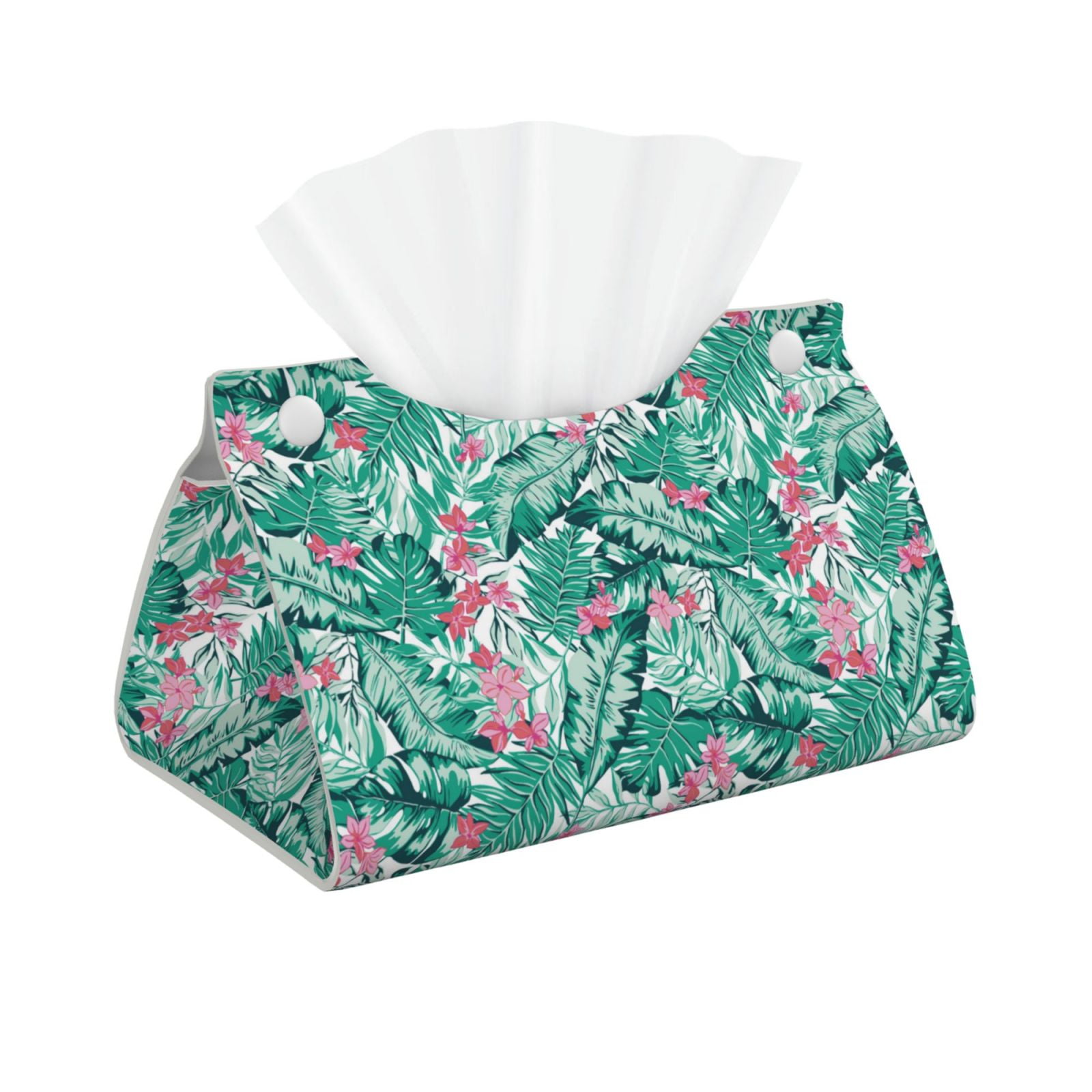 Leather Tissue Box Cover - palm leaves Long PVC Tissue Box Holder for ...