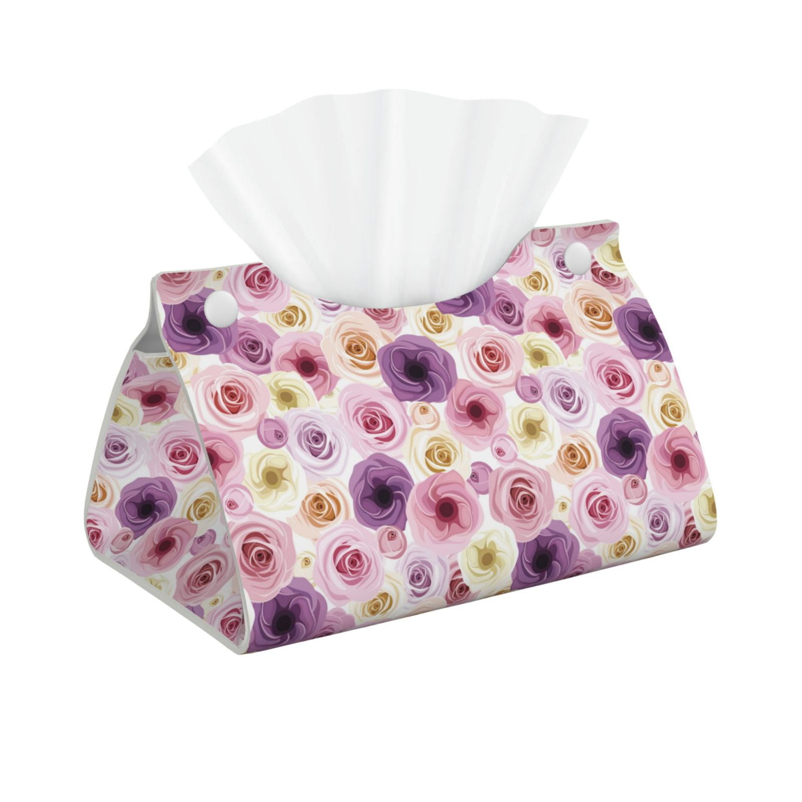 Leather Tissue Box Cover - pink purple flowers Long PVC Tissue Box ...