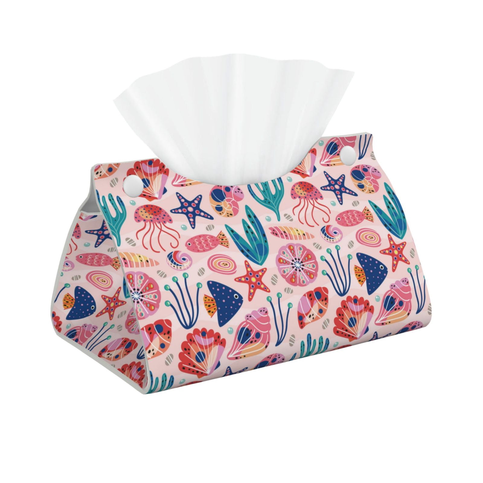 Leather Tissue Box Cover - pink shell Long PVC Tissue Box Holder for ...