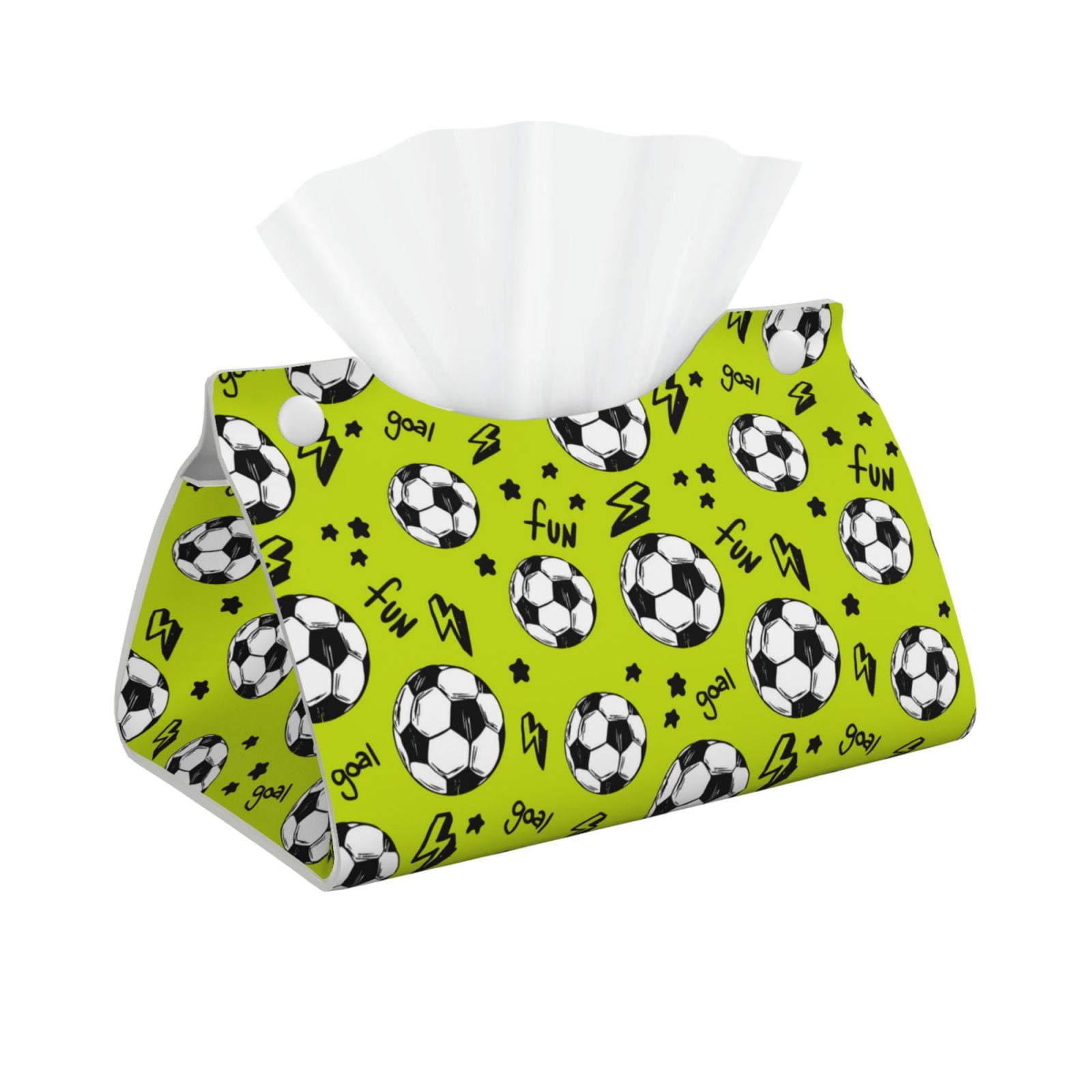 Leather Tissue Box Cover - soccer football star lightgreen Long PVC ...
