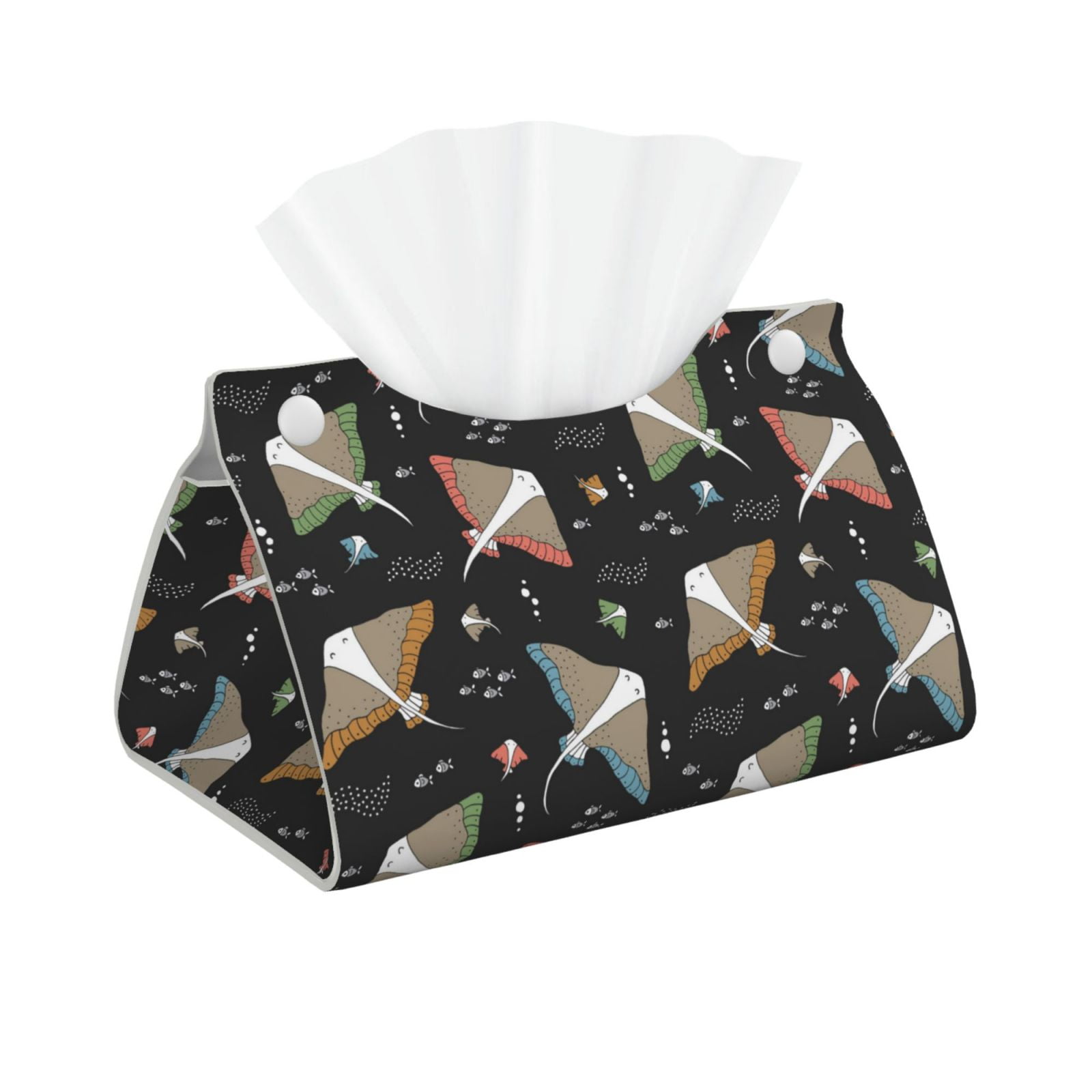 Leather Tissue Box Cover - stingrays fish cute black Long PVC Tissue ...