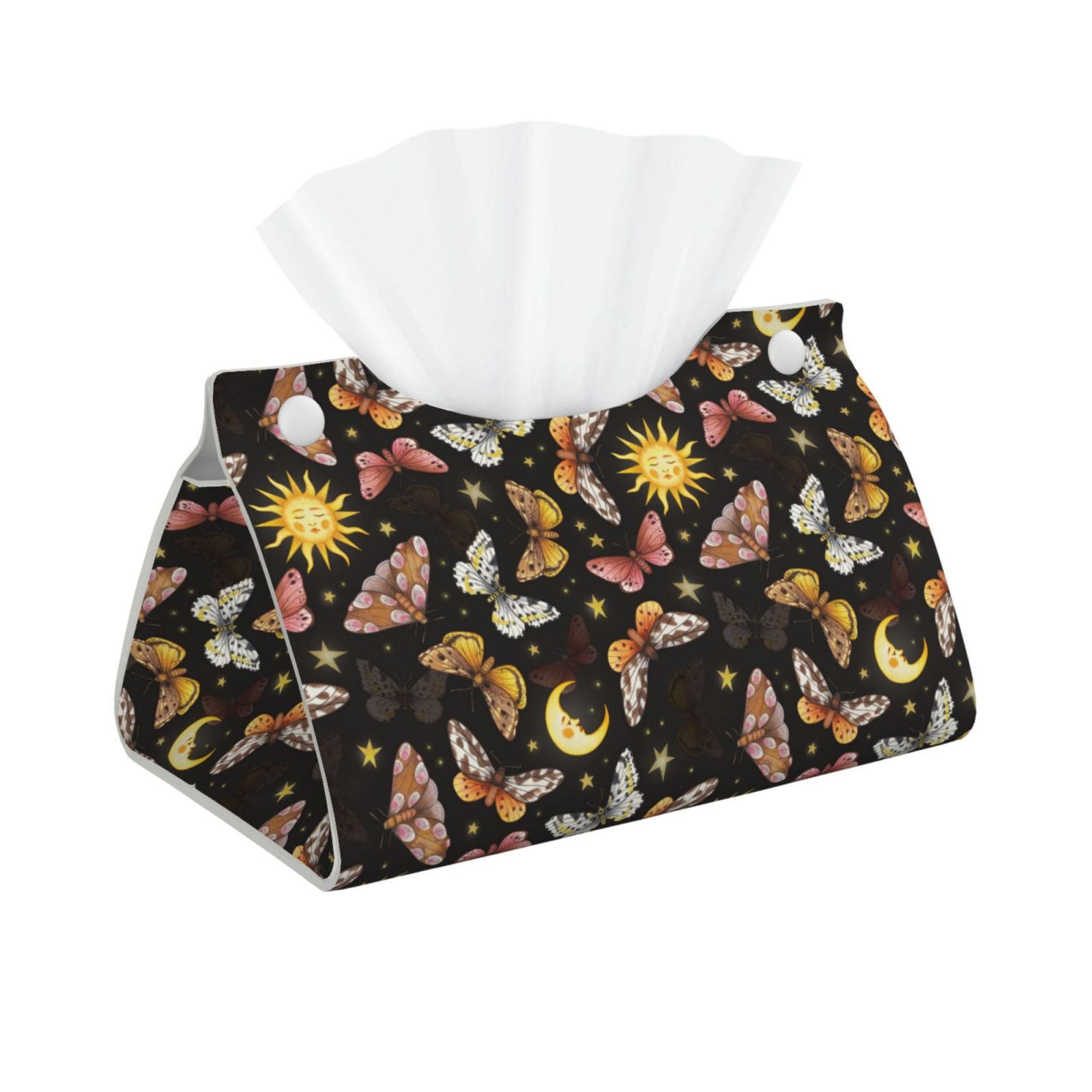 Leather Tissue Box Cover - sun moon starry sky butterfly Long PVC ...