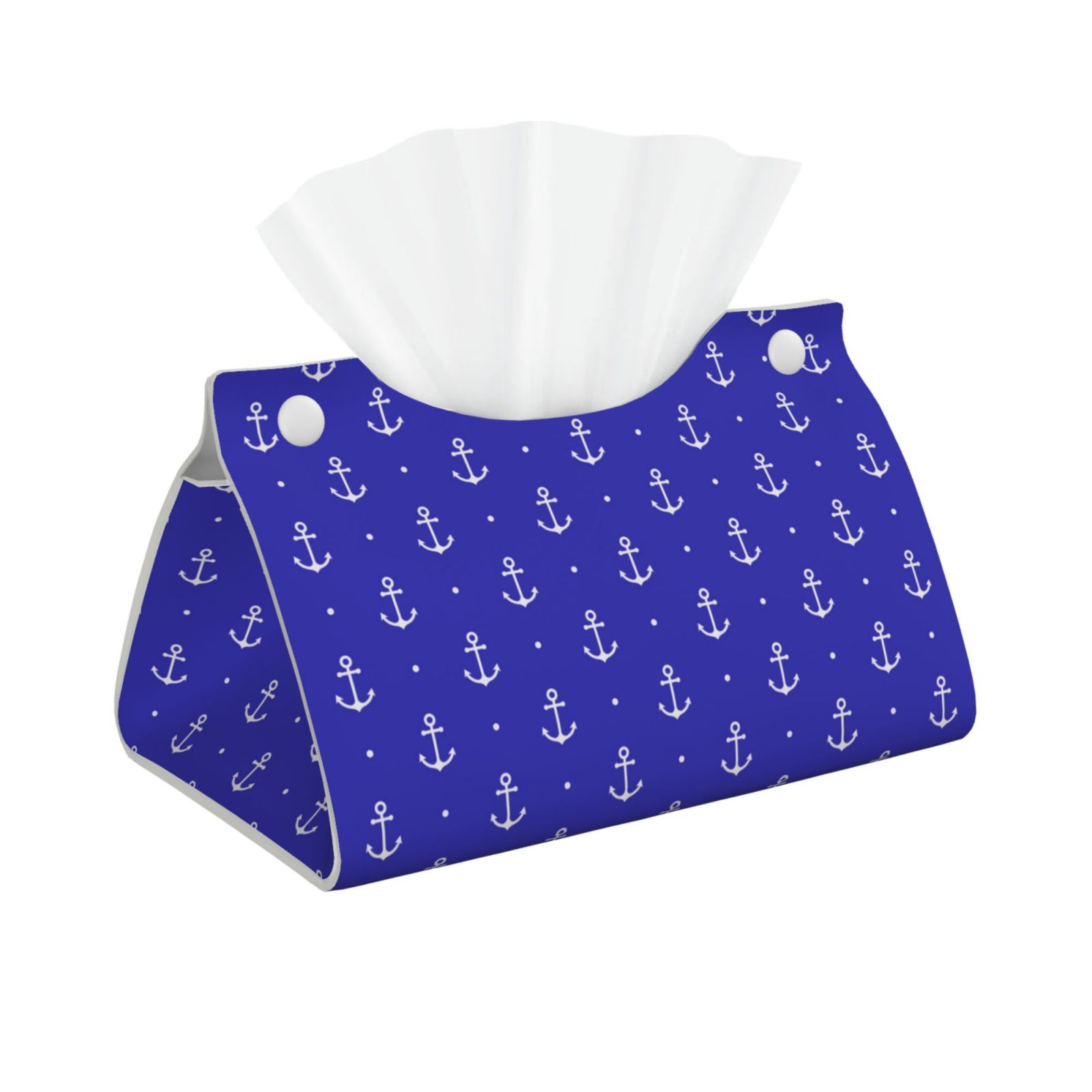 Leather Tissue Box Cover - trendy polka dots anchor blue Long PVC ...
