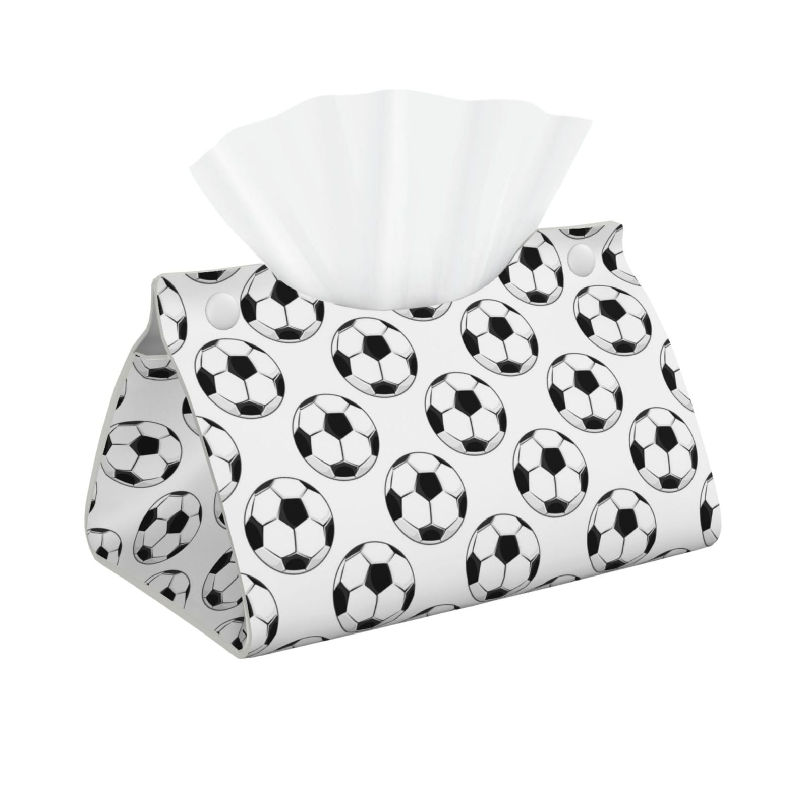 Leather Tissue Box Cover - white soccer balls football Long PVC Tissue ...