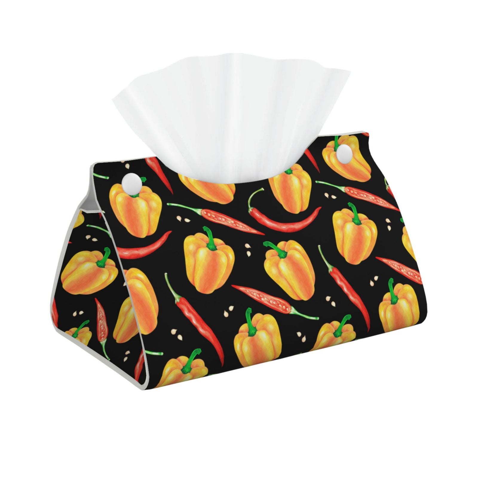 Leather Tissue Box Cover - yellow Pepper red Long PVC Tissue Box Holder ...