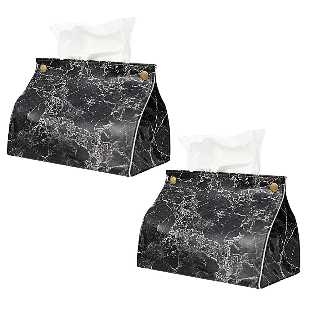 Leather Tissue Organizer PU Tissue Storage Box Desktop Tissue Holder Waterproof Tissue Organizer ...