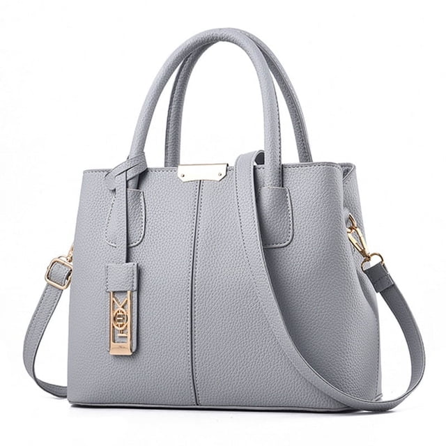 Leather Tote Bag for Women - Handbag with Shoulder, Gray - Walmart.com