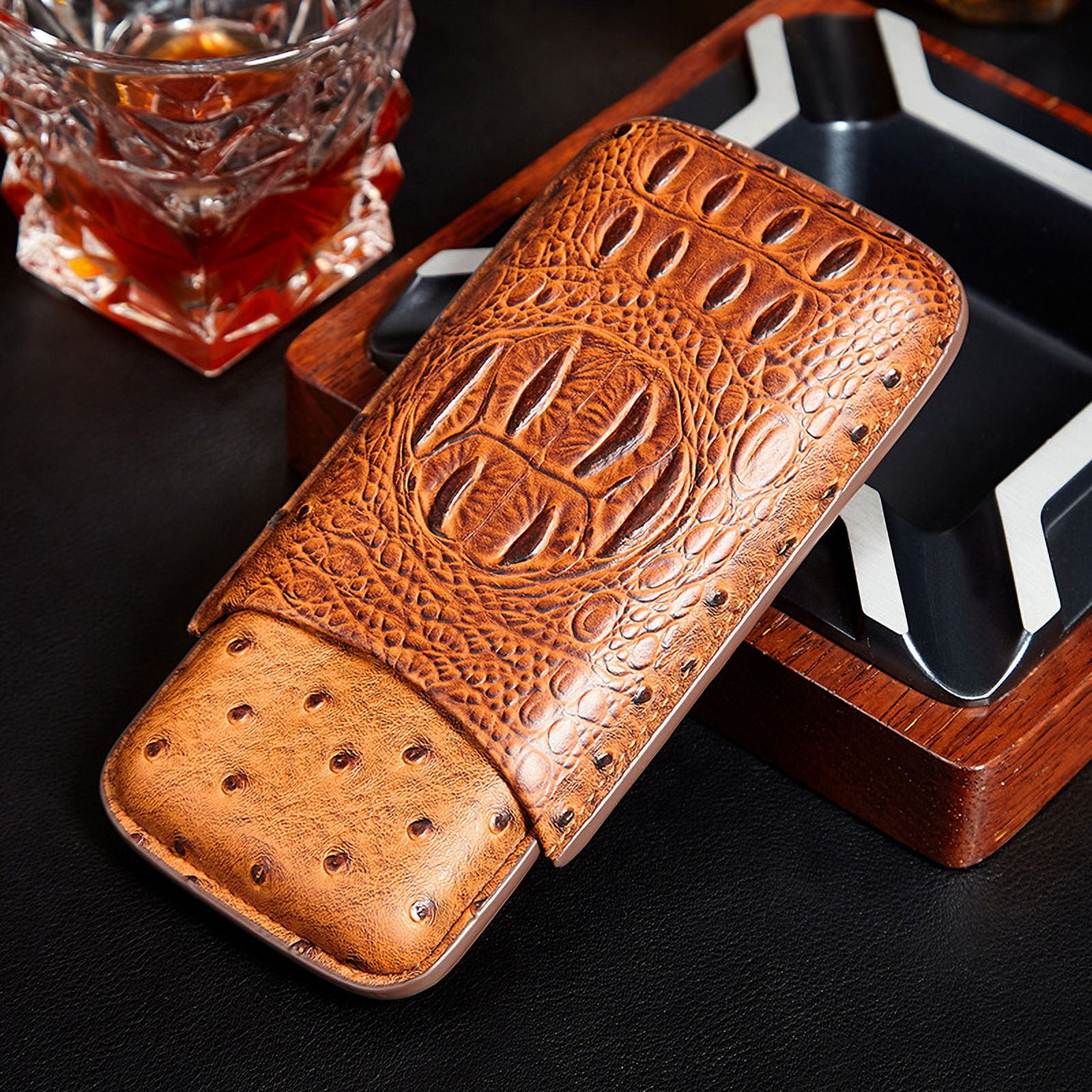 Leather Travel Cigar Case Cuban Humidor Cigar box with Leather Humidor ...