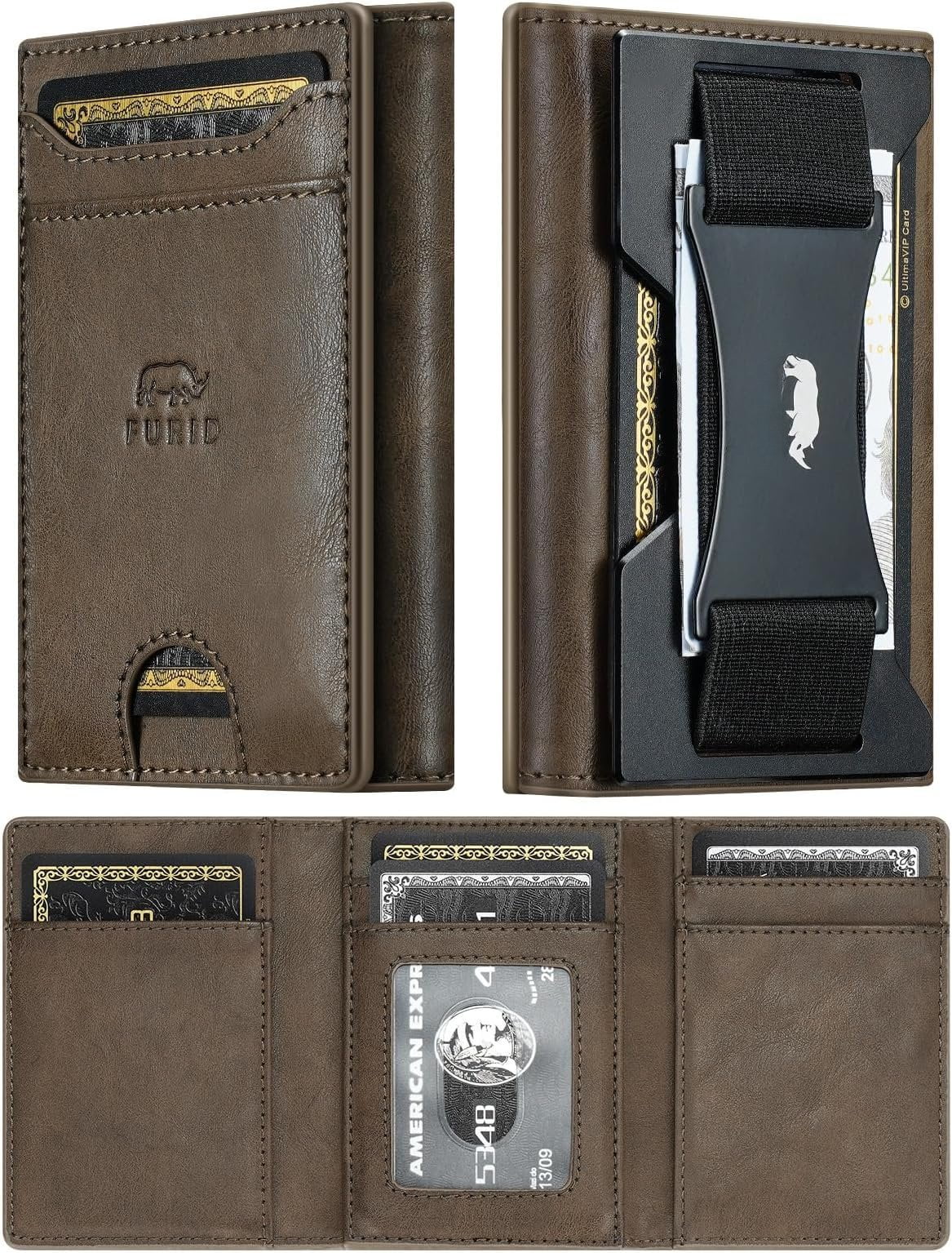 Leather Trifold Wallet for Men Slim: Rfid Thin Front Pocket Credit Card ...
