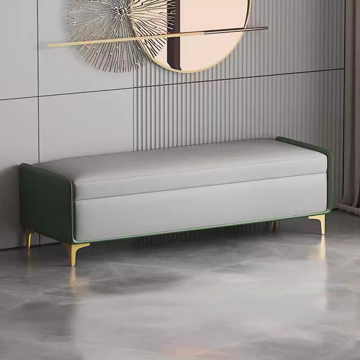 Leather Upholstered Storage Bench Entryway Ottoman Chest with Lift Top ...