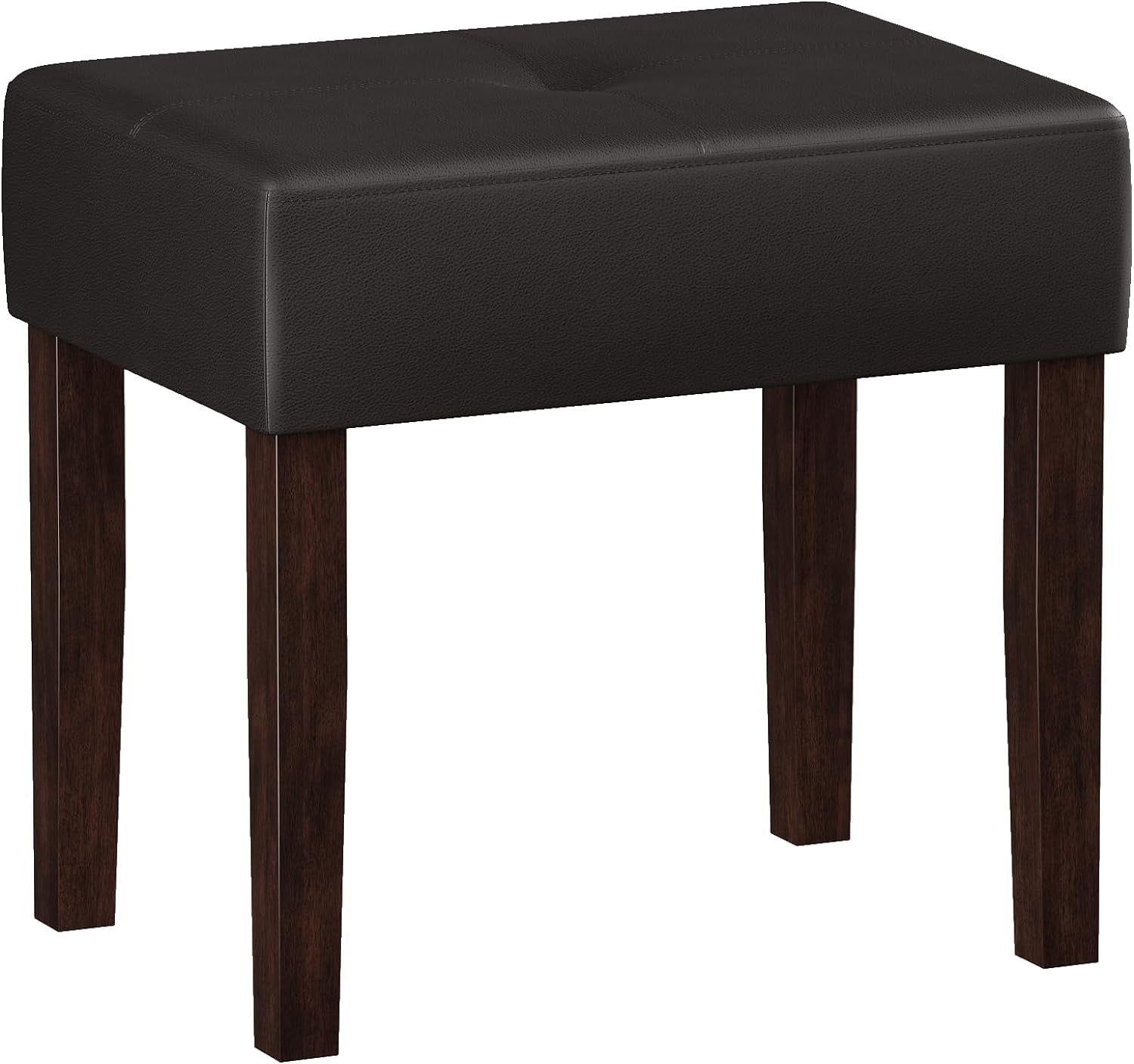 Leather Vanity Stool, 20 Inch Wide Rectangle Ottoman Bench for Makeup ...