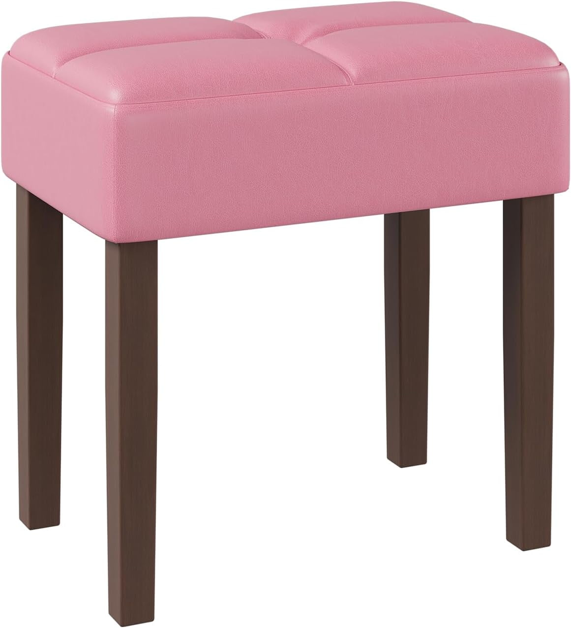 Leather Vanity Stool, 20 Inch Wide Rectangle Ottoman Bench for Makeup ...