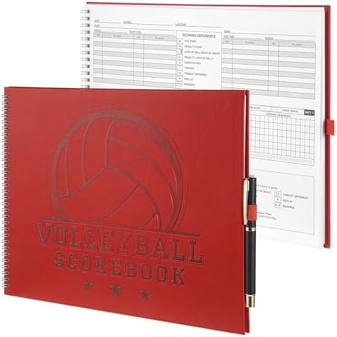 Leather Volleyball Scorebook with Pen 34 Matches 20 Positions Spiral ...
