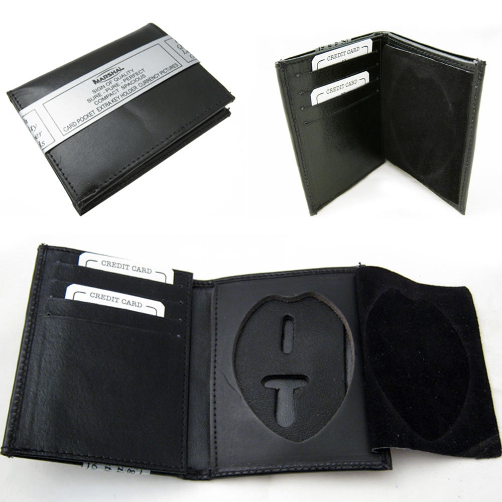 Leather Wallet Badge Holder Sheriff Officer ID Police Shield Security ...